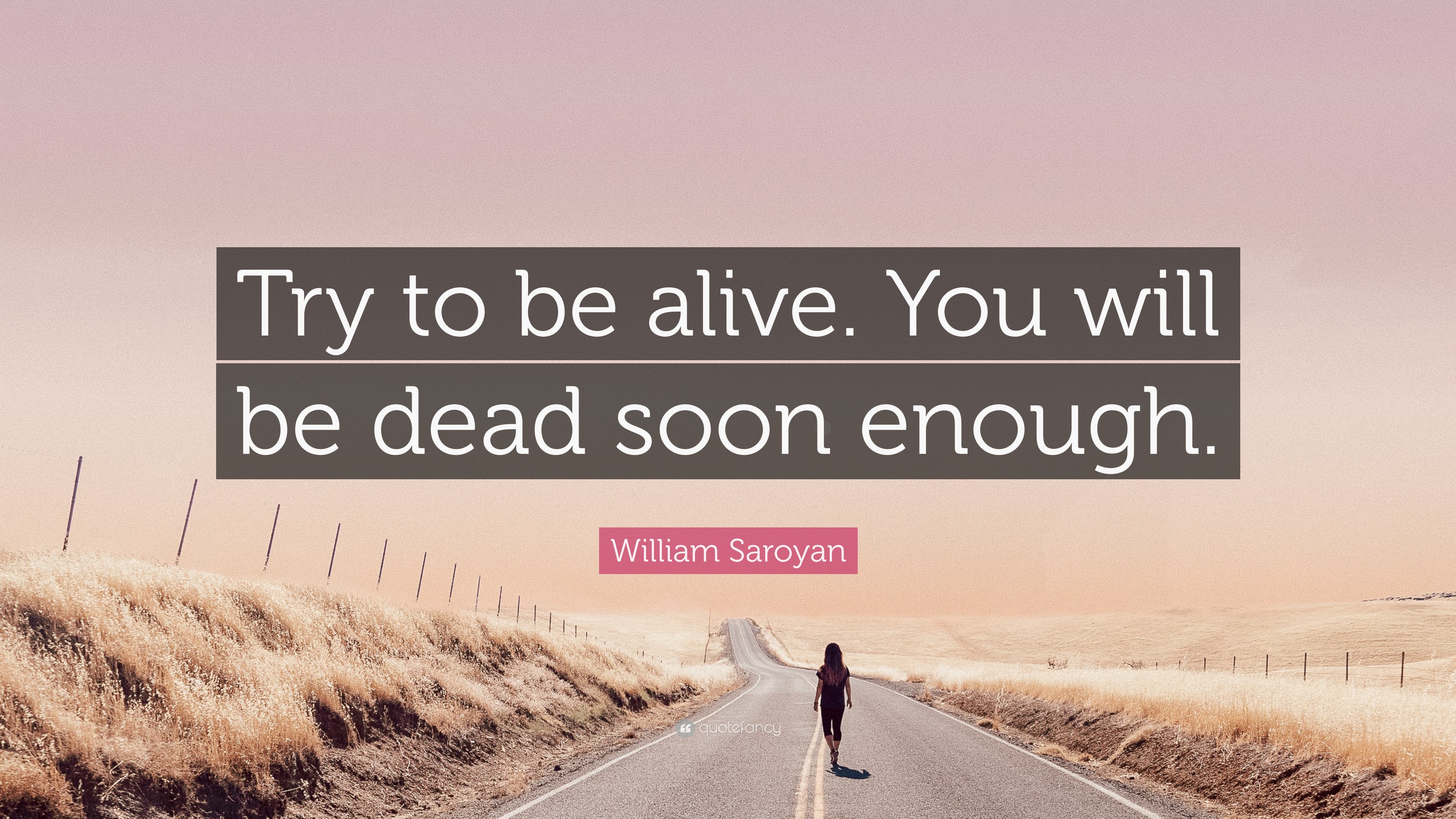 William Saroyan Quote: “Try to be alive. You will be dead soon enough.”