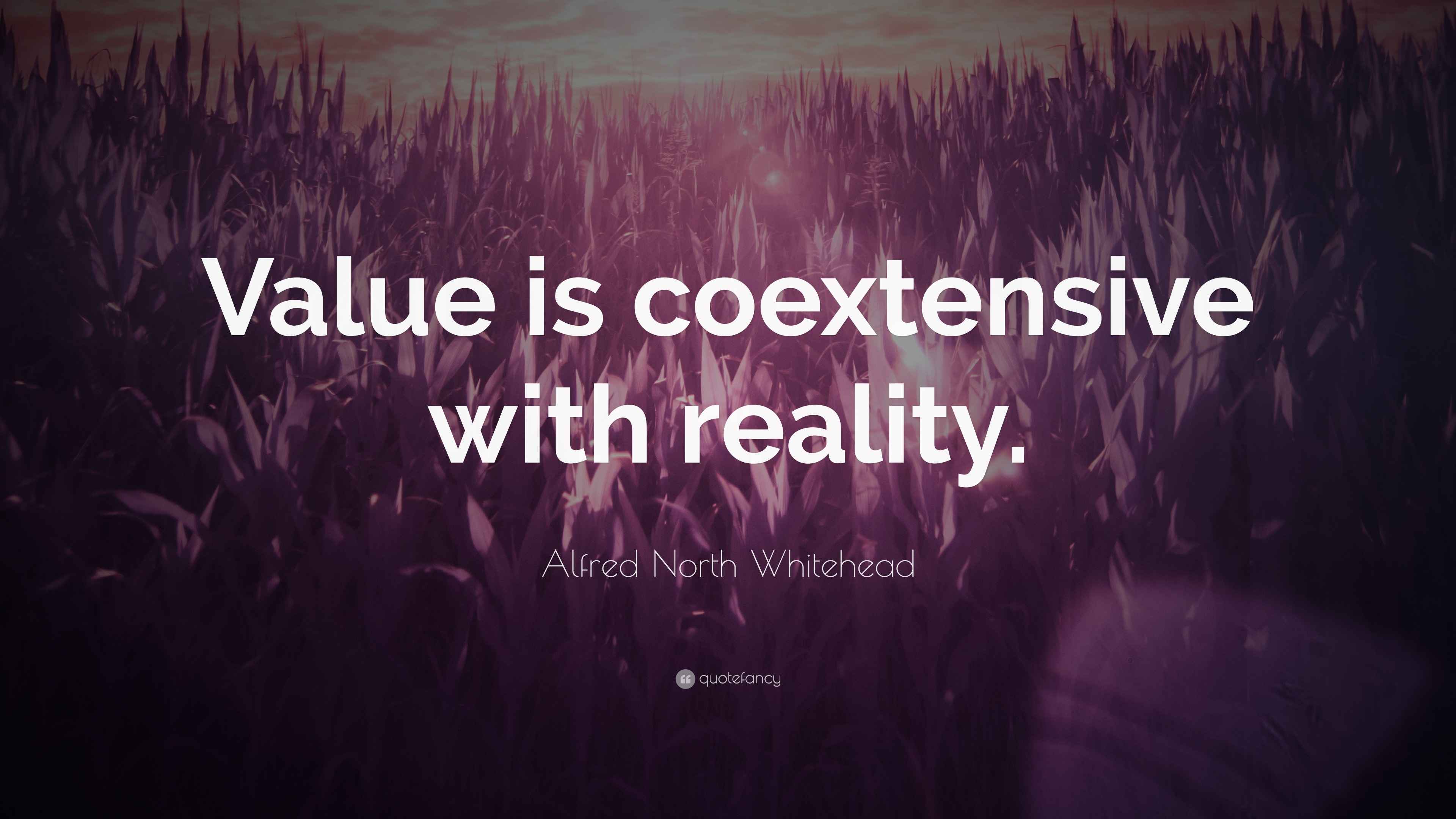 Alfred North Whitehead Quote: “Value is coextensive with reality.”