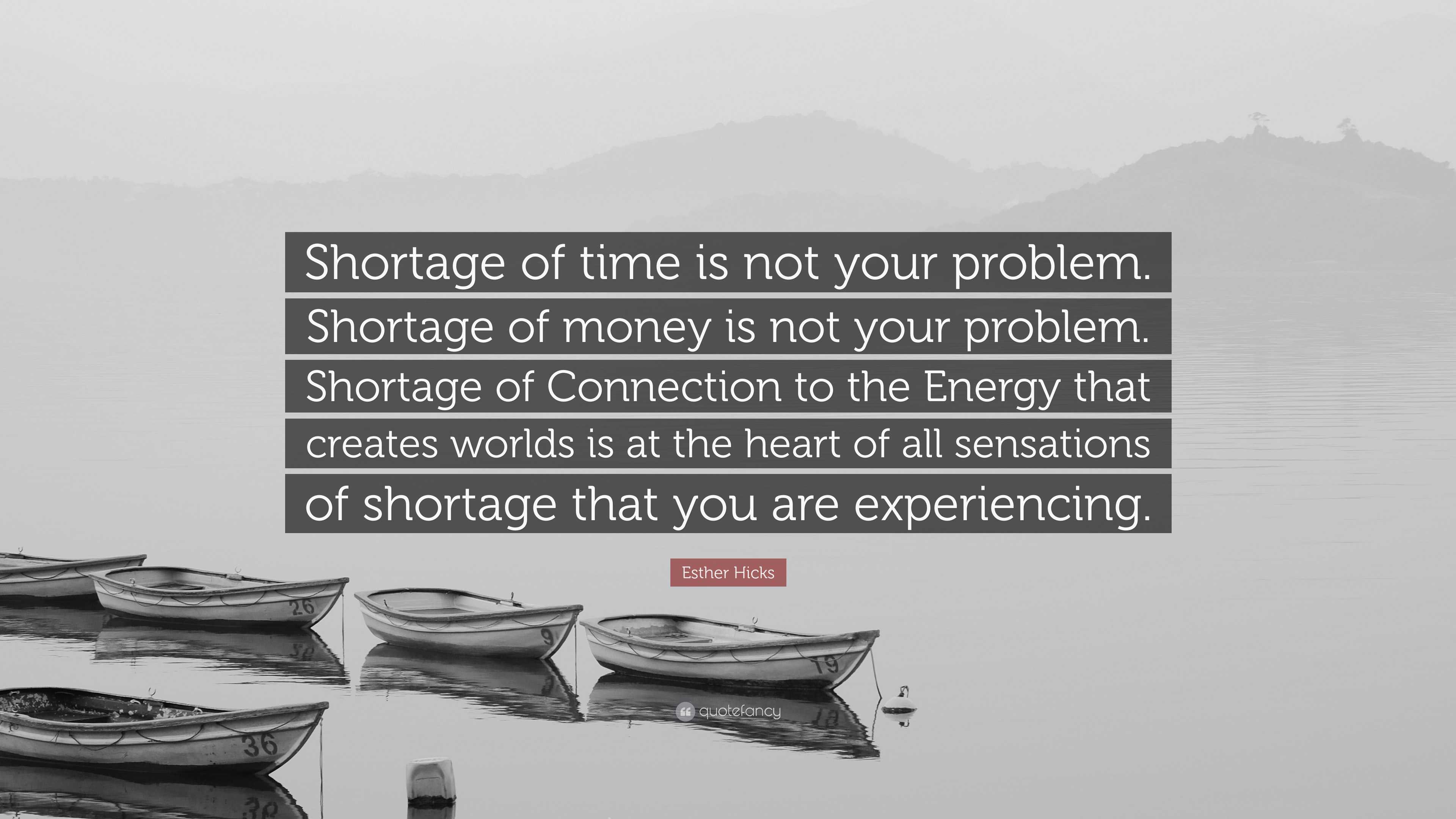 Esther Hicks Quote: “Shortage of time is not your problem. Shortage of ...