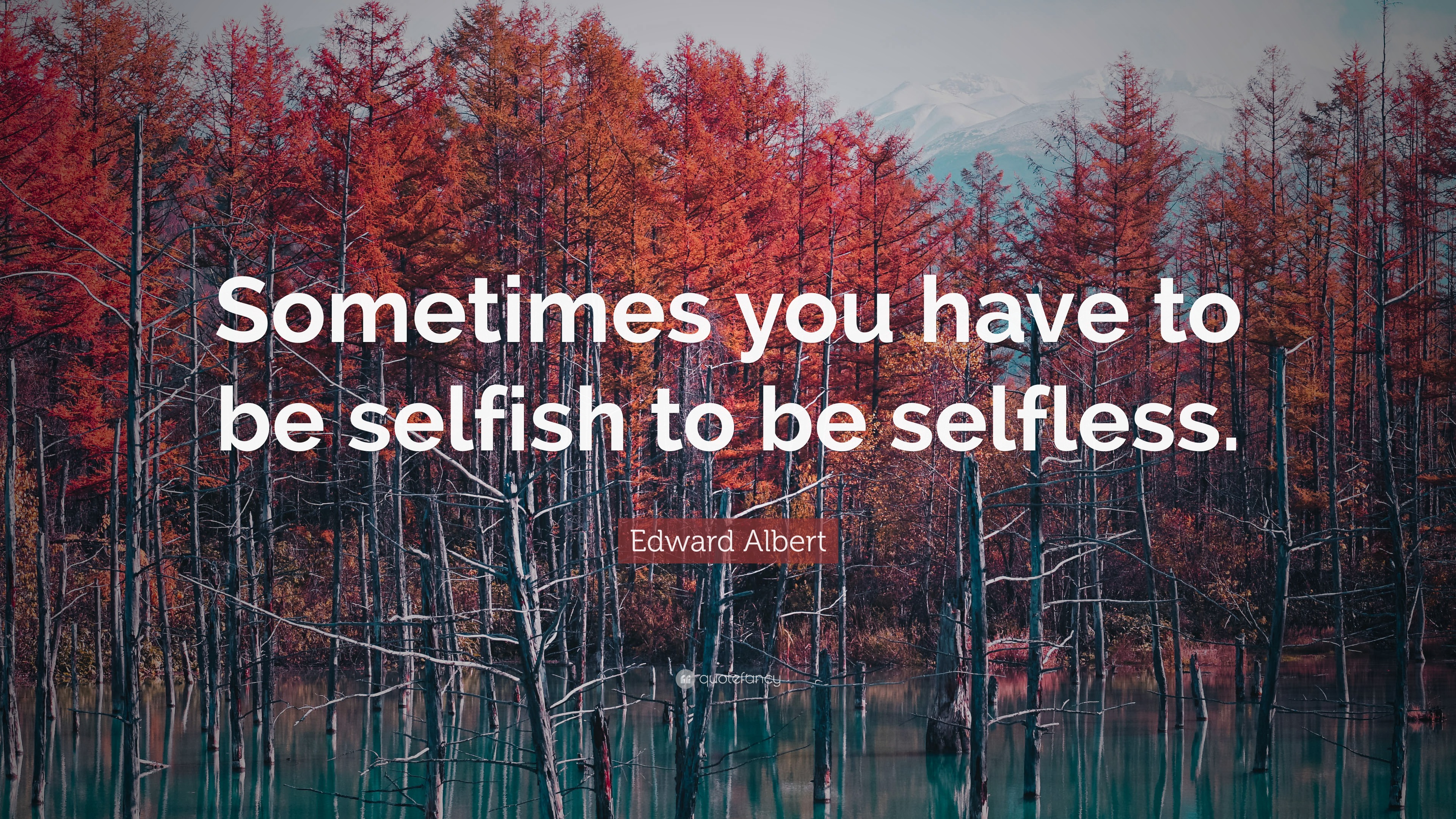Edward Albert Quote: “Sometimes you have to be selfish to be selfless.”
