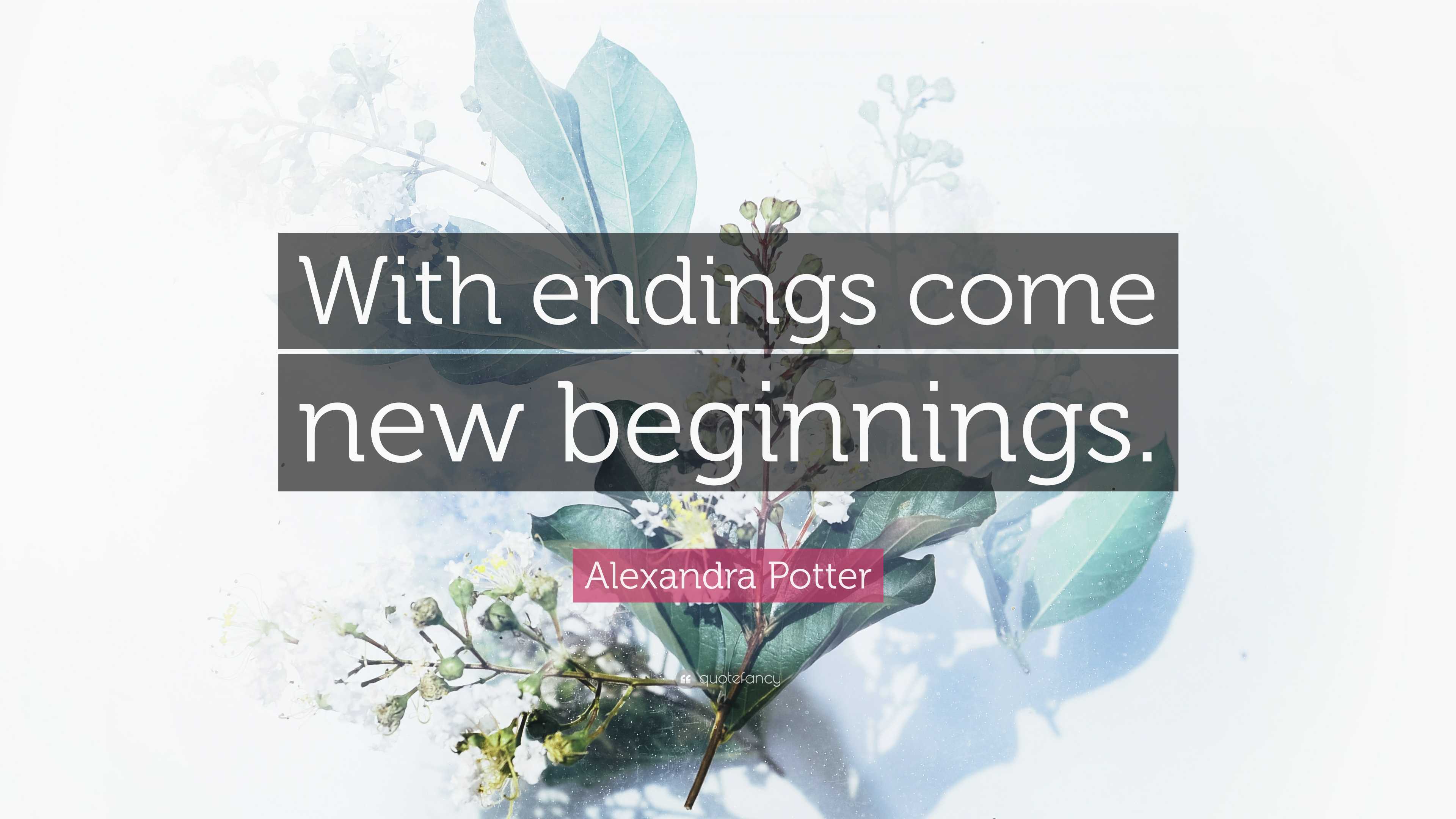 Alexandra Potter Quote: “With endings come new beginnings.”