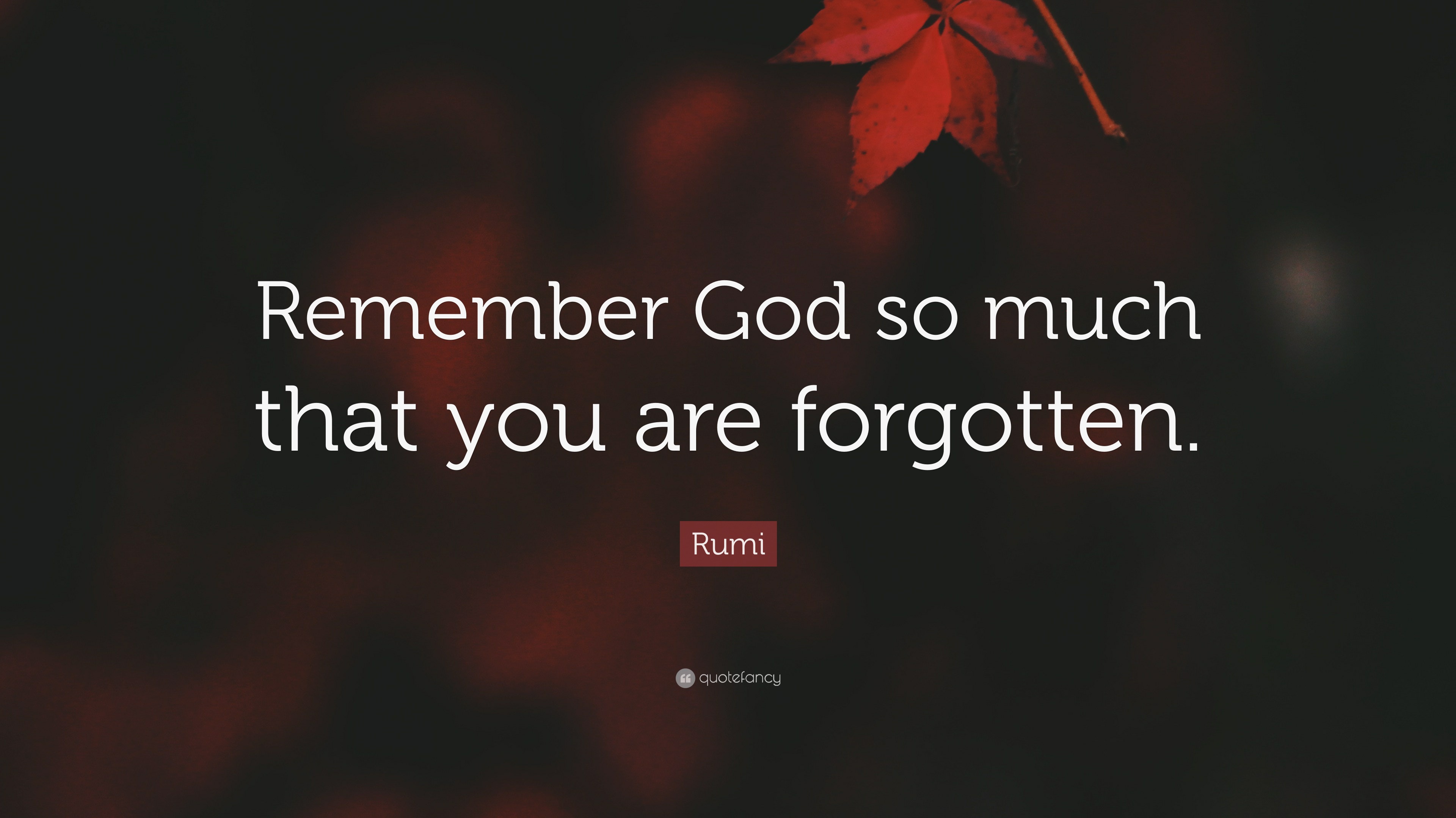 Rumi Quote: “Remember God so much that you are forgotten.”