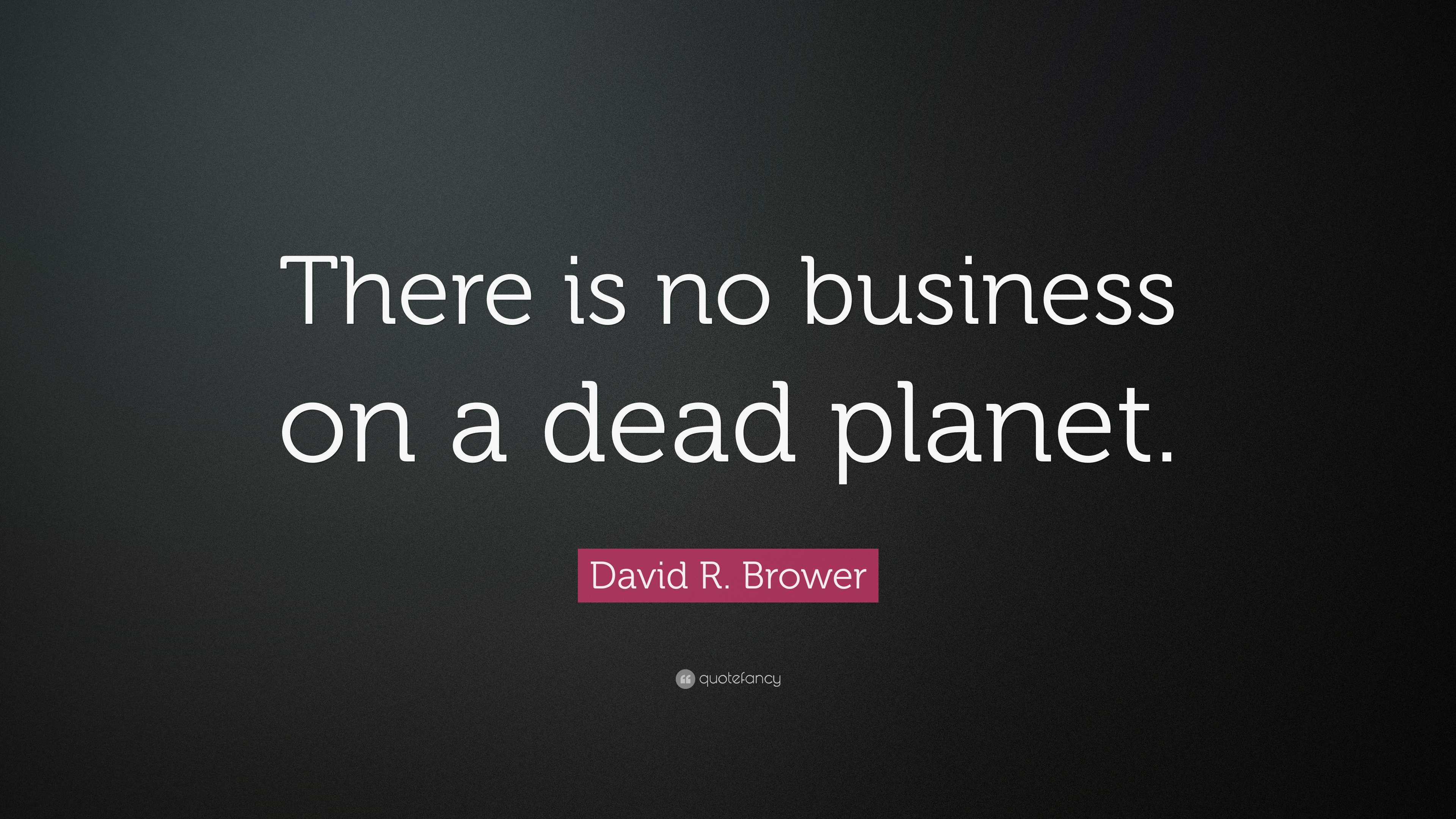 David R. Brower Quote: “There is no business on a dead planet.”
