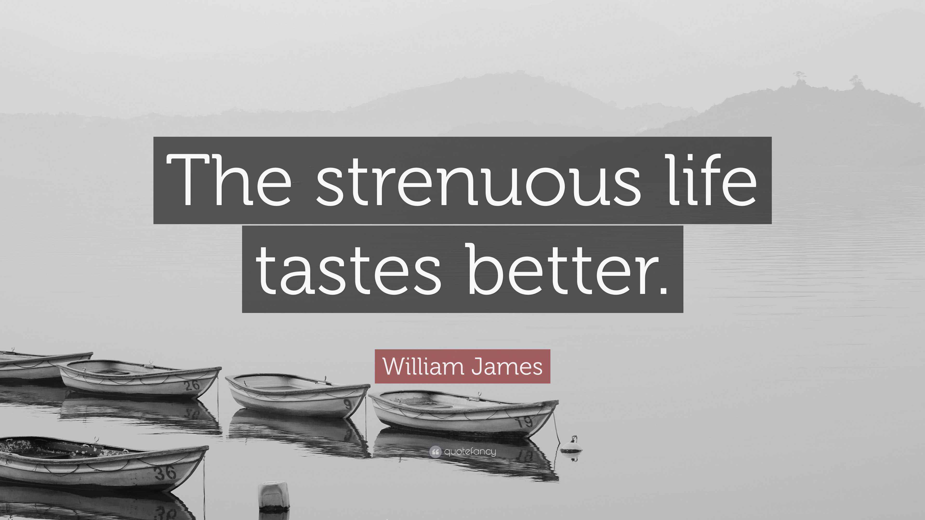 William James Quote: “The strenuous life tastes better.”