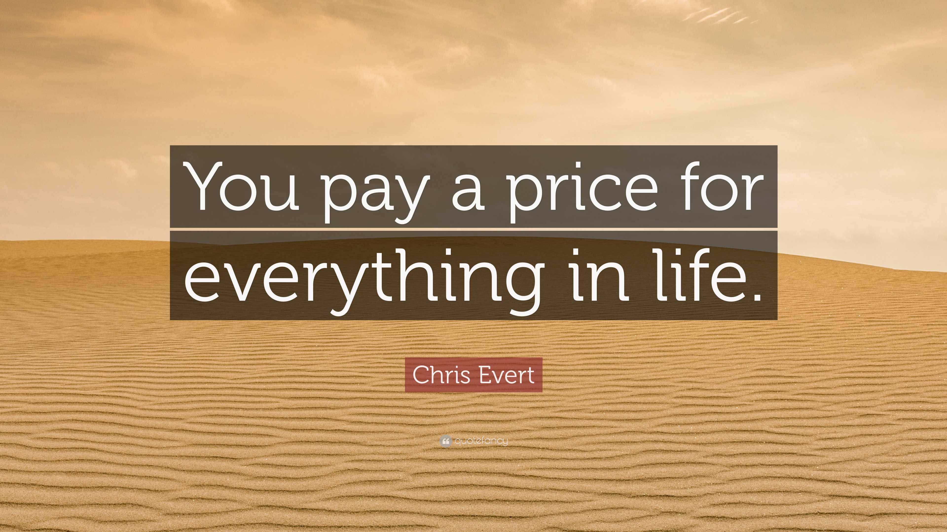 Chris Evert Quote: “You pay a price for everything in life.”