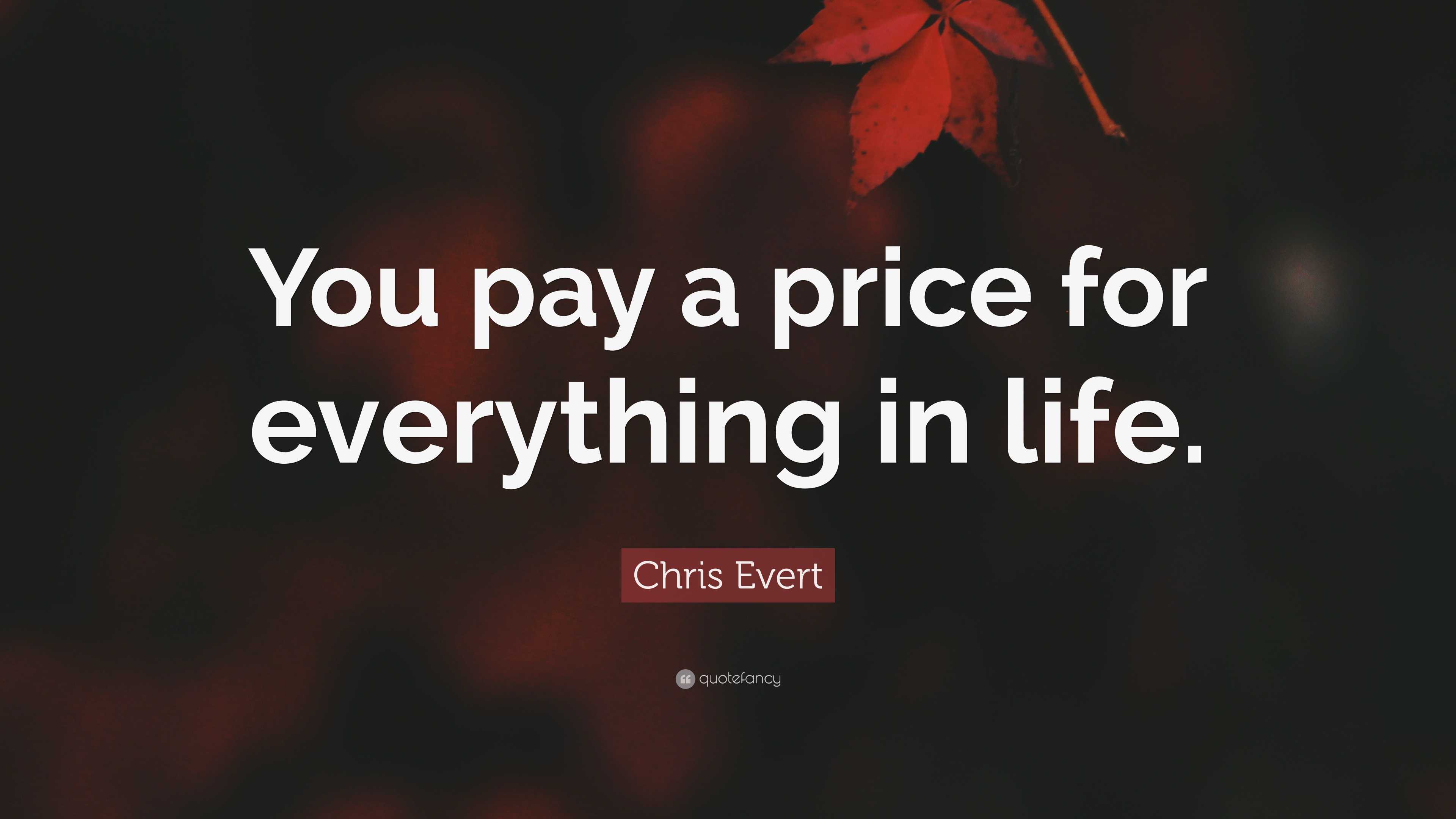 Chris Evert Quote: “You pay a price for everything in life.”