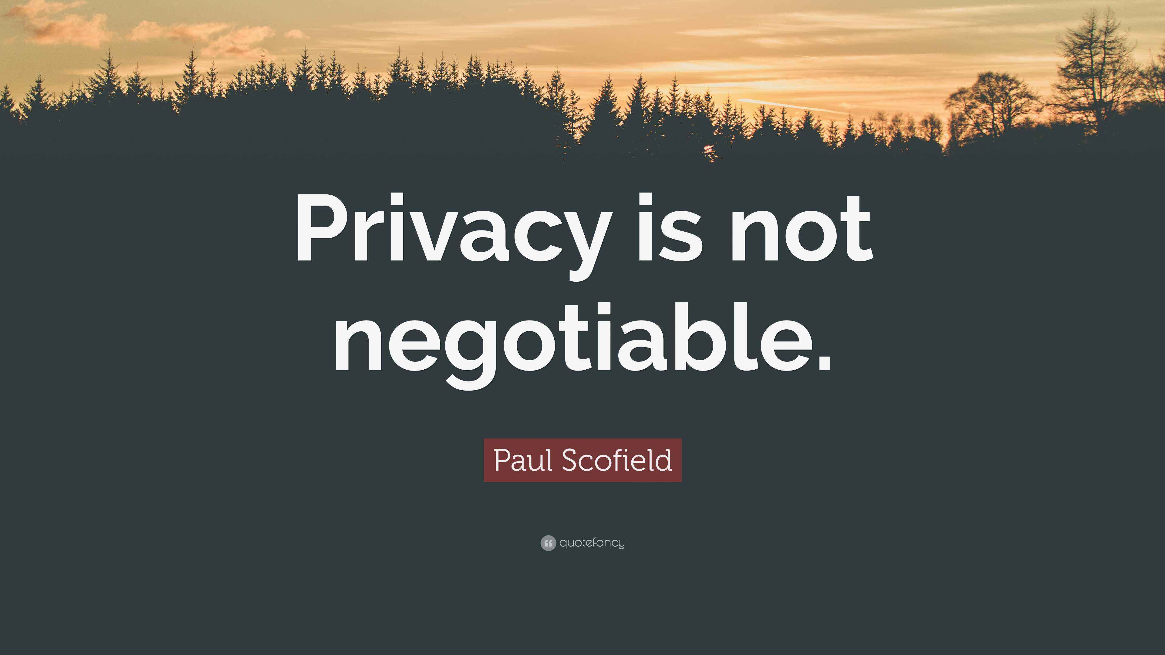 Paul Scofield Quote: “Privacy is not negotiable.”
