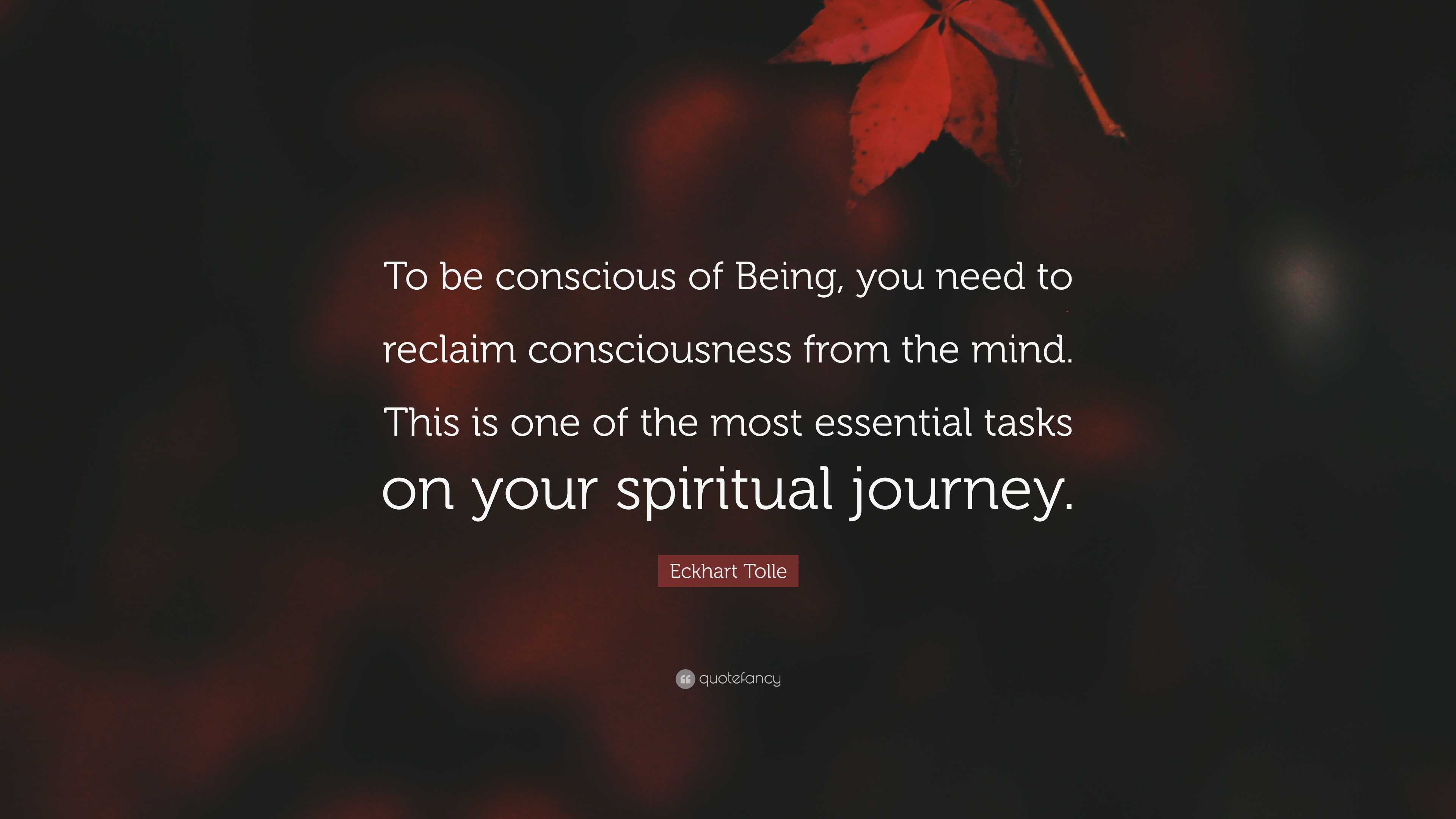 Eckhart Tolle Quote: “To be conscious of Being, you need to reclaim ...