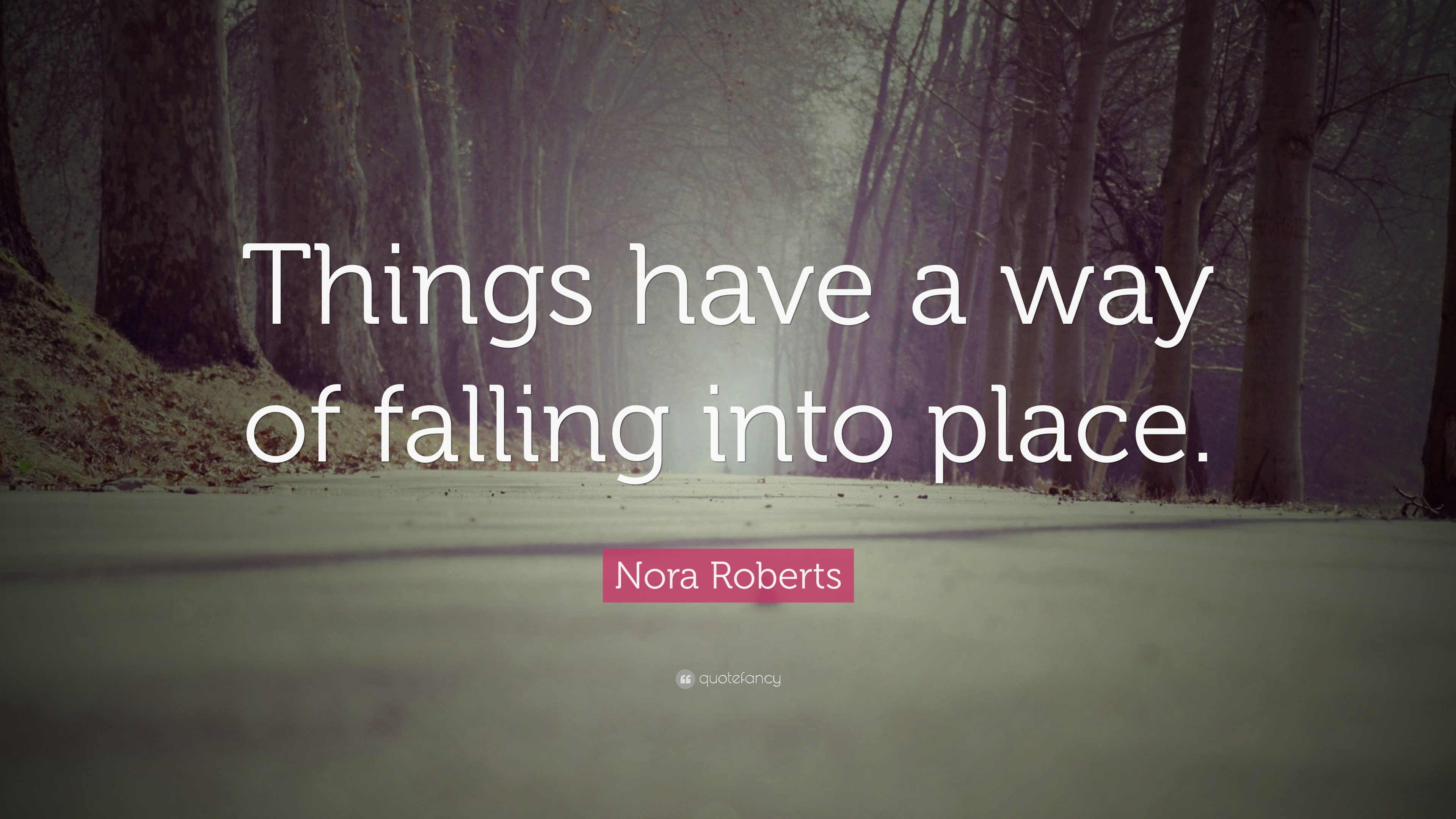 Nora Roberts Quote: “Things have a way of falling into place.”
