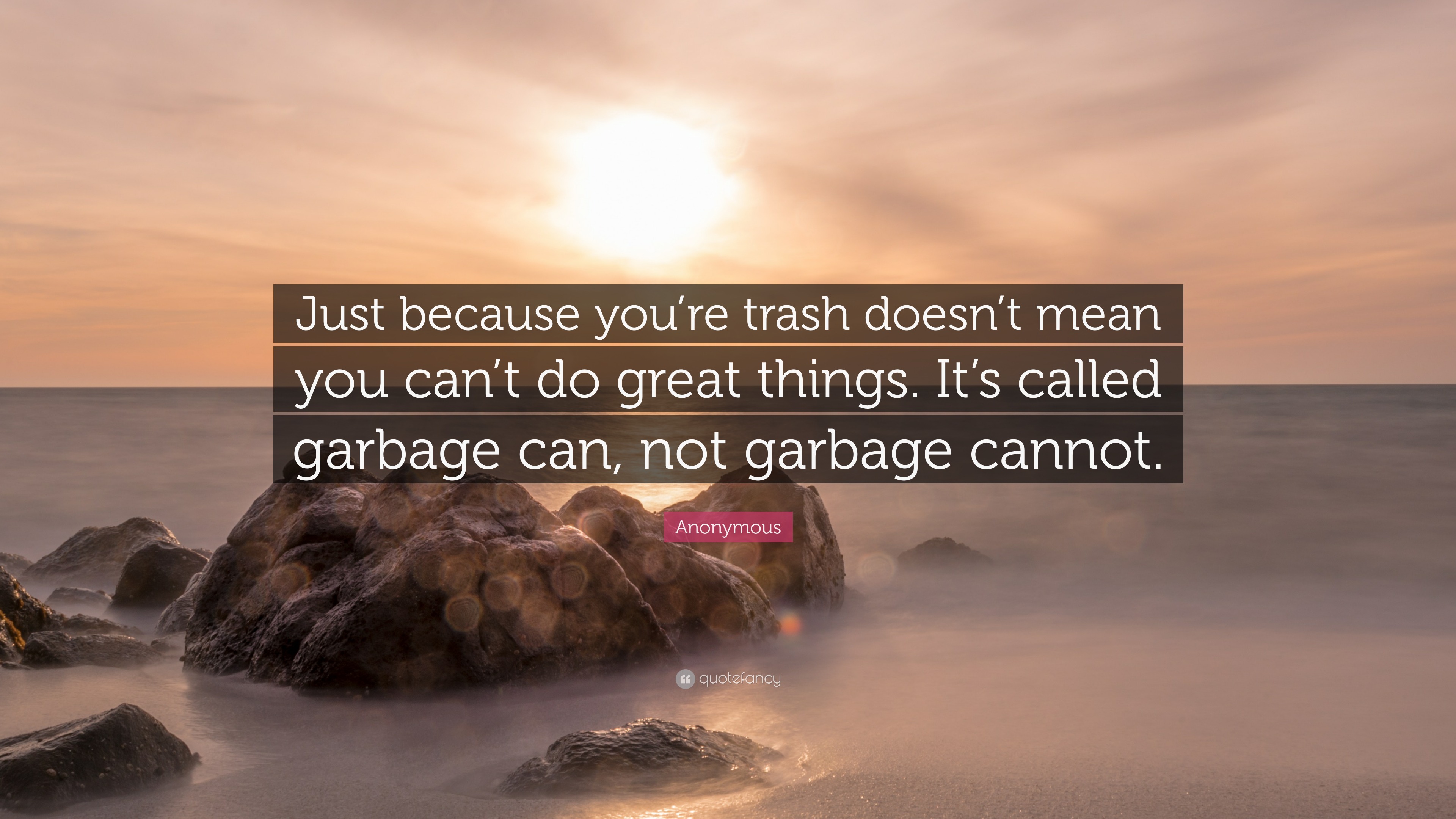 Anonymous Quote: “Just because you’re trash doesn’t mean you can’t do ...
