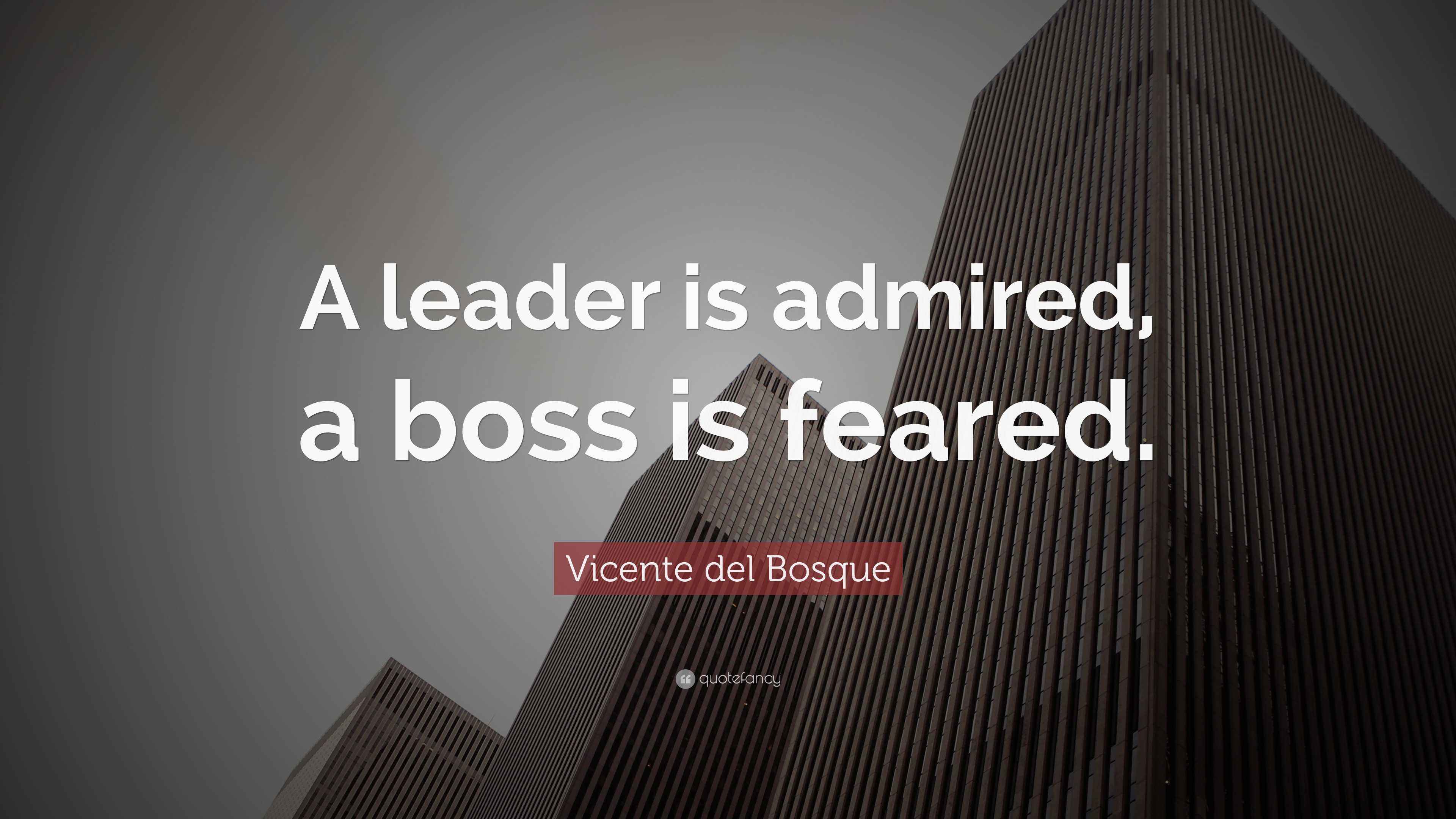 Vicente del Bosque Quote: “A leader is admired, a boss is feared.”