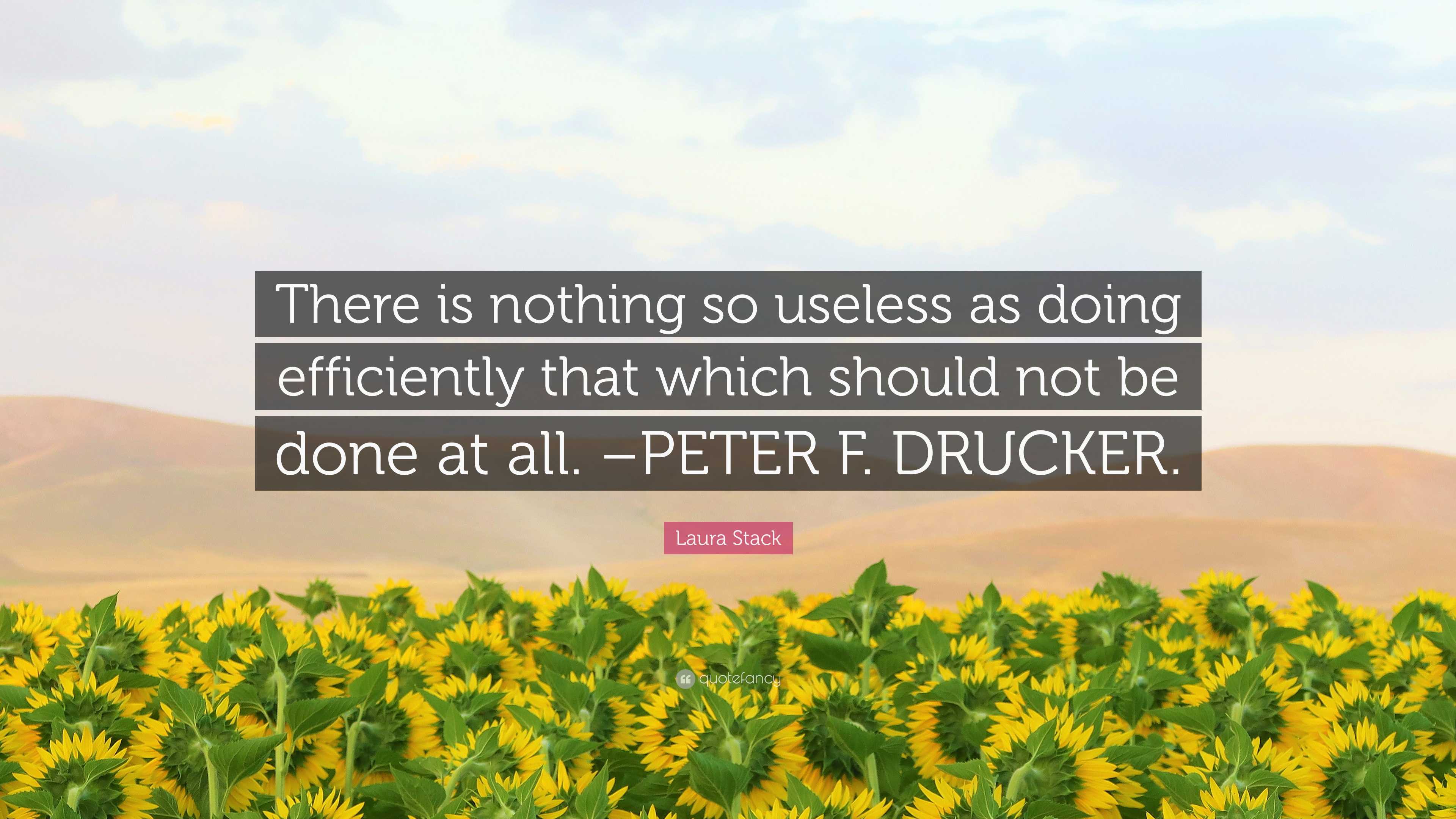 Laura Stack Quote: “There is nothing so useless as doing efficiently ...