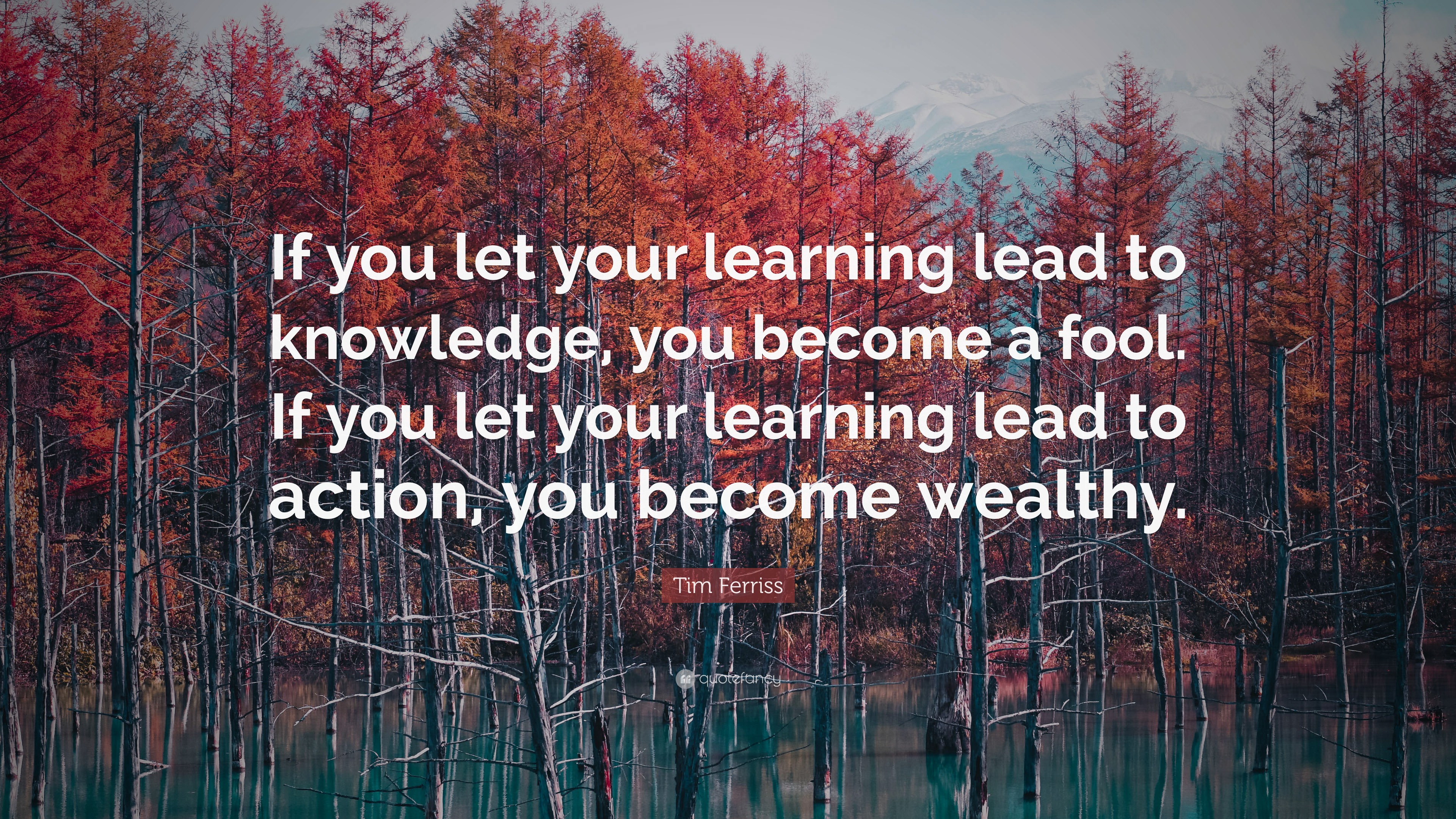 Tim Ferriss Quote: “If you let your learning lead to knowledge, you ...