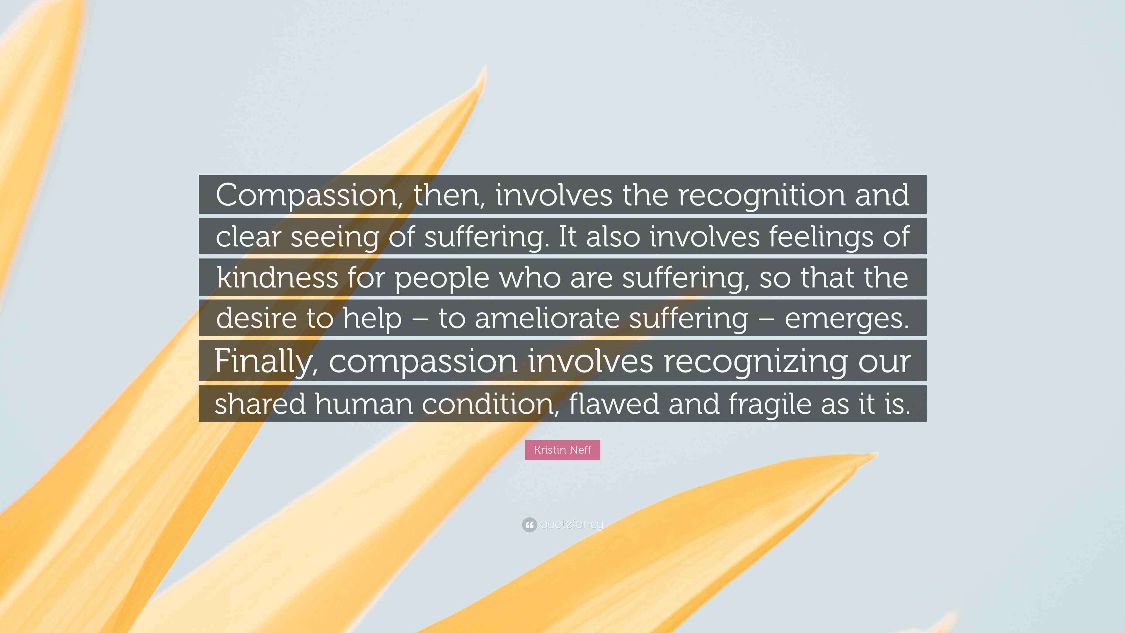 Kristin Neff Quote: “Compassion, then, involves the recognition and ...