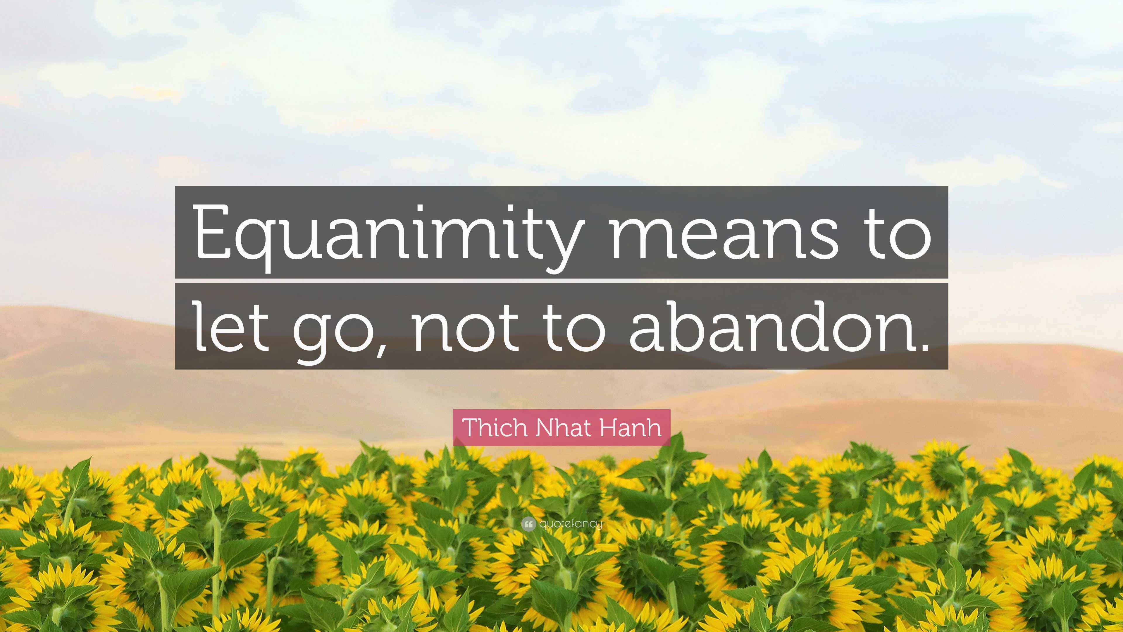 Thich Nhat Hanh Quote: “Equanimity means to let go, not to abandon.”