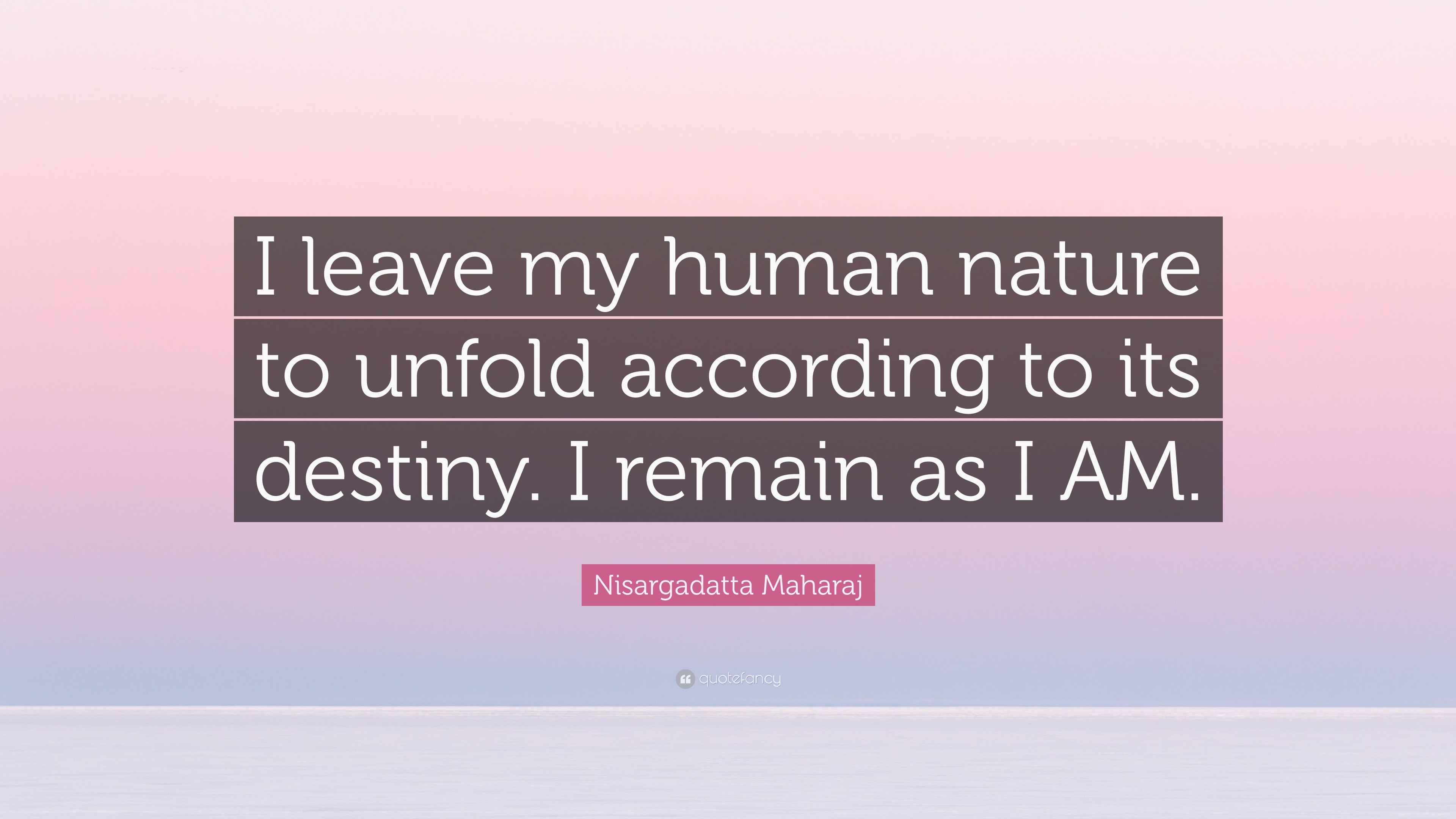 Nisargadatta Maharaj Quote: “I leave my human nature to unfold ...