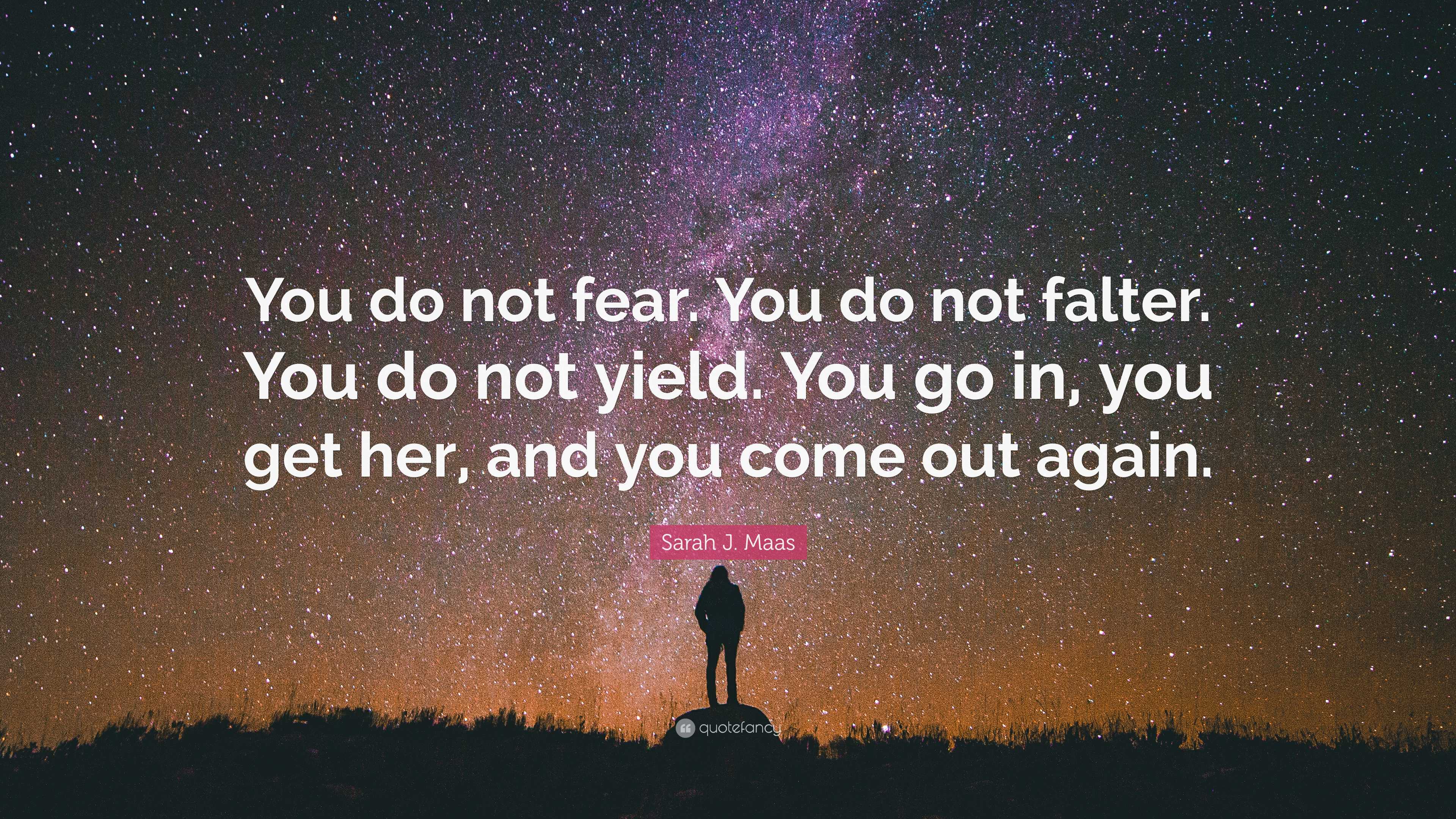 Sarah J. Maas Quote: “You do not fear. You do not falter. You do not ...