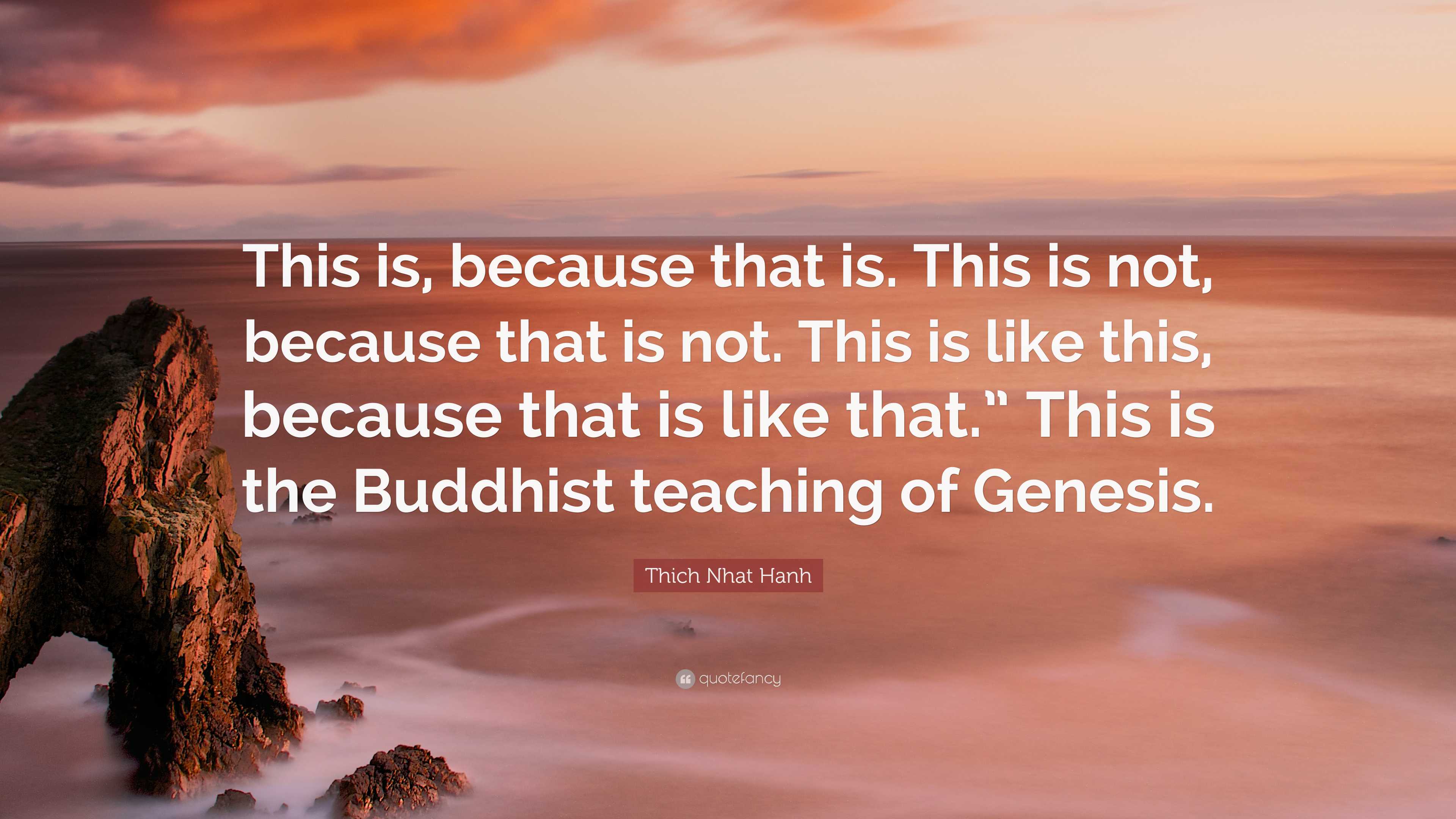 Thich Nhat Hanh Quote: “This is, because that is. This is not, because ...