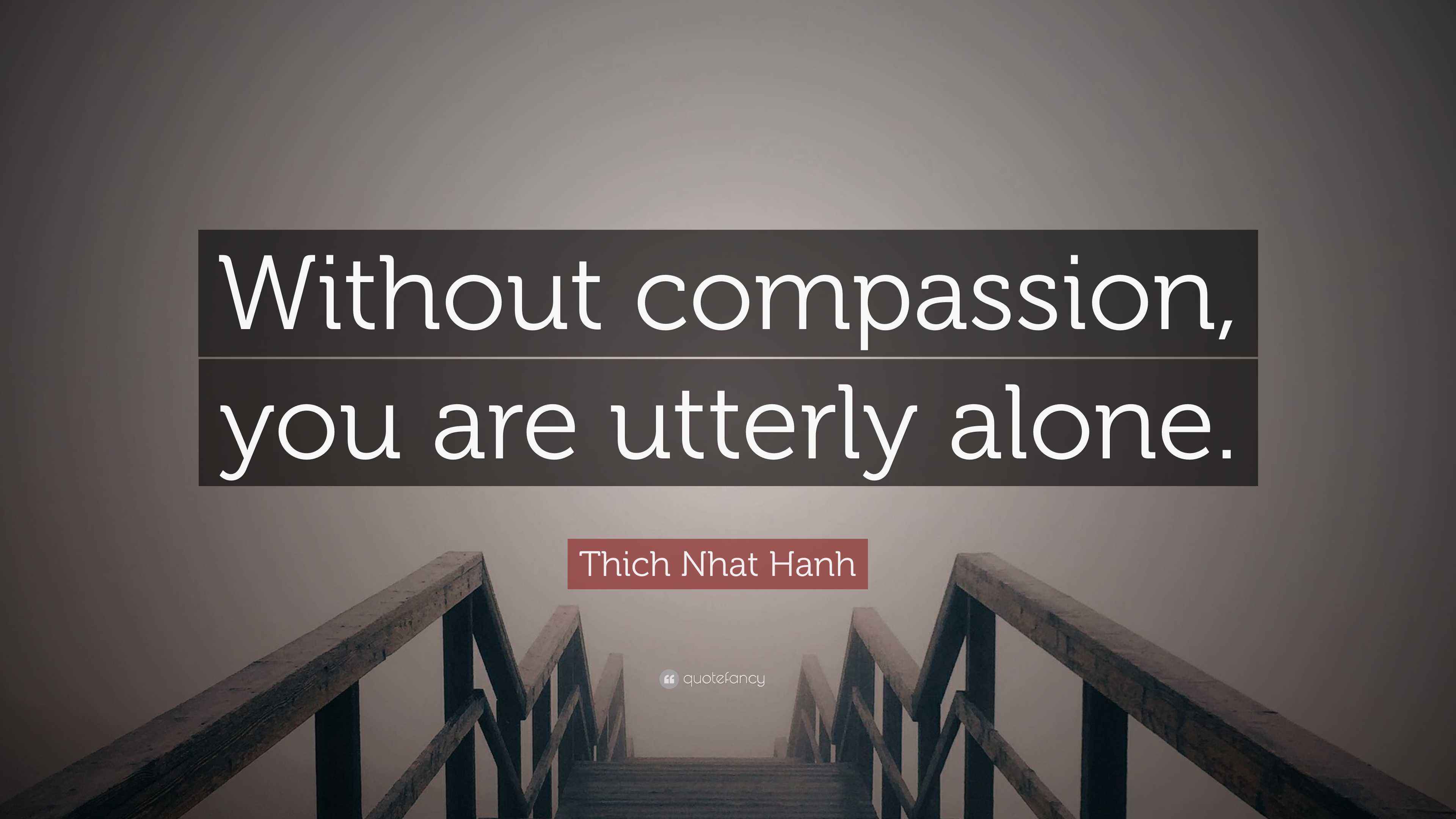 Thich Nhat Hanh Quote: “Without compassion, you are utterly alone.”