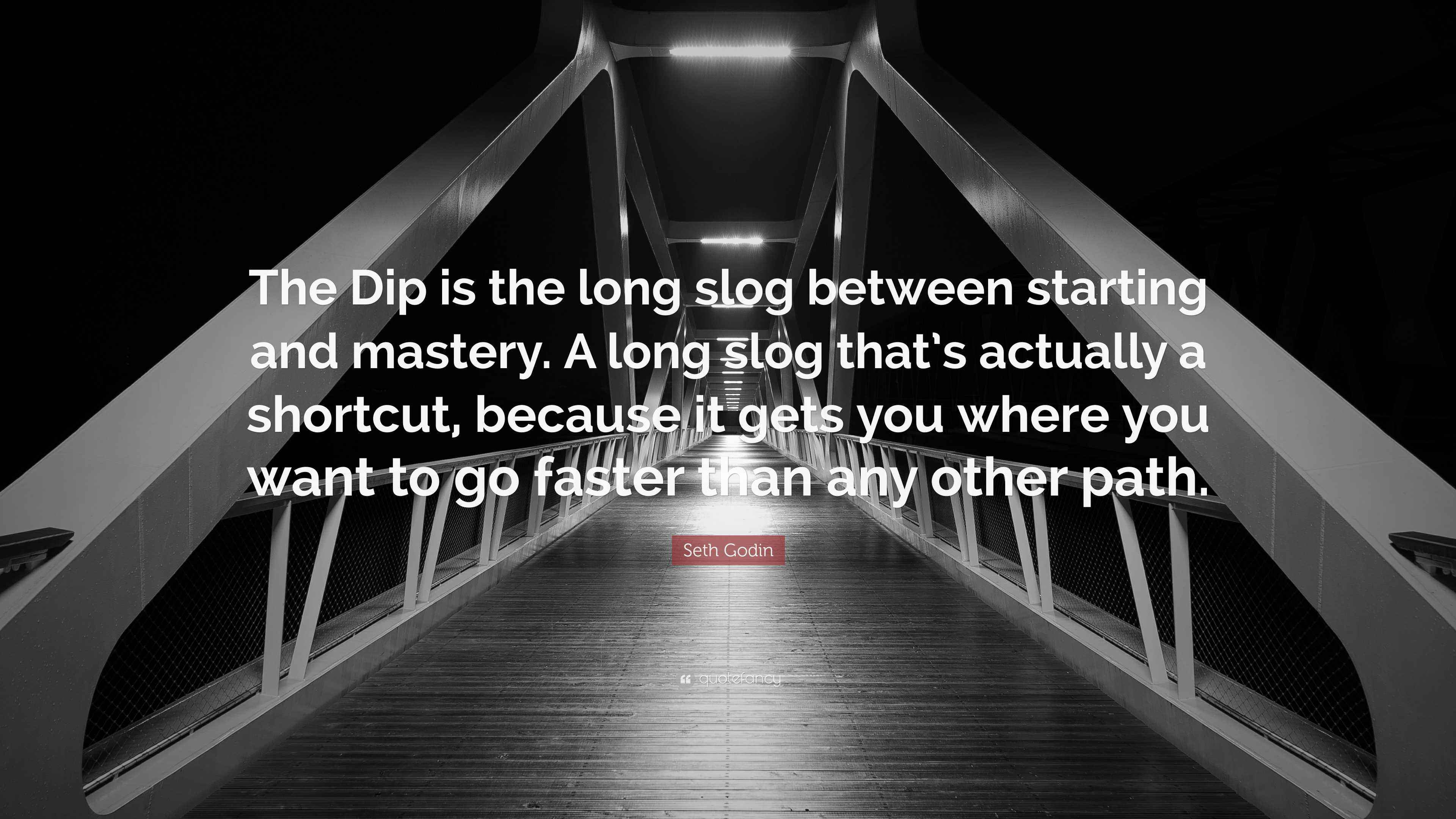 Seth Godin Quote: “The Dip is the long slog between starting and ...