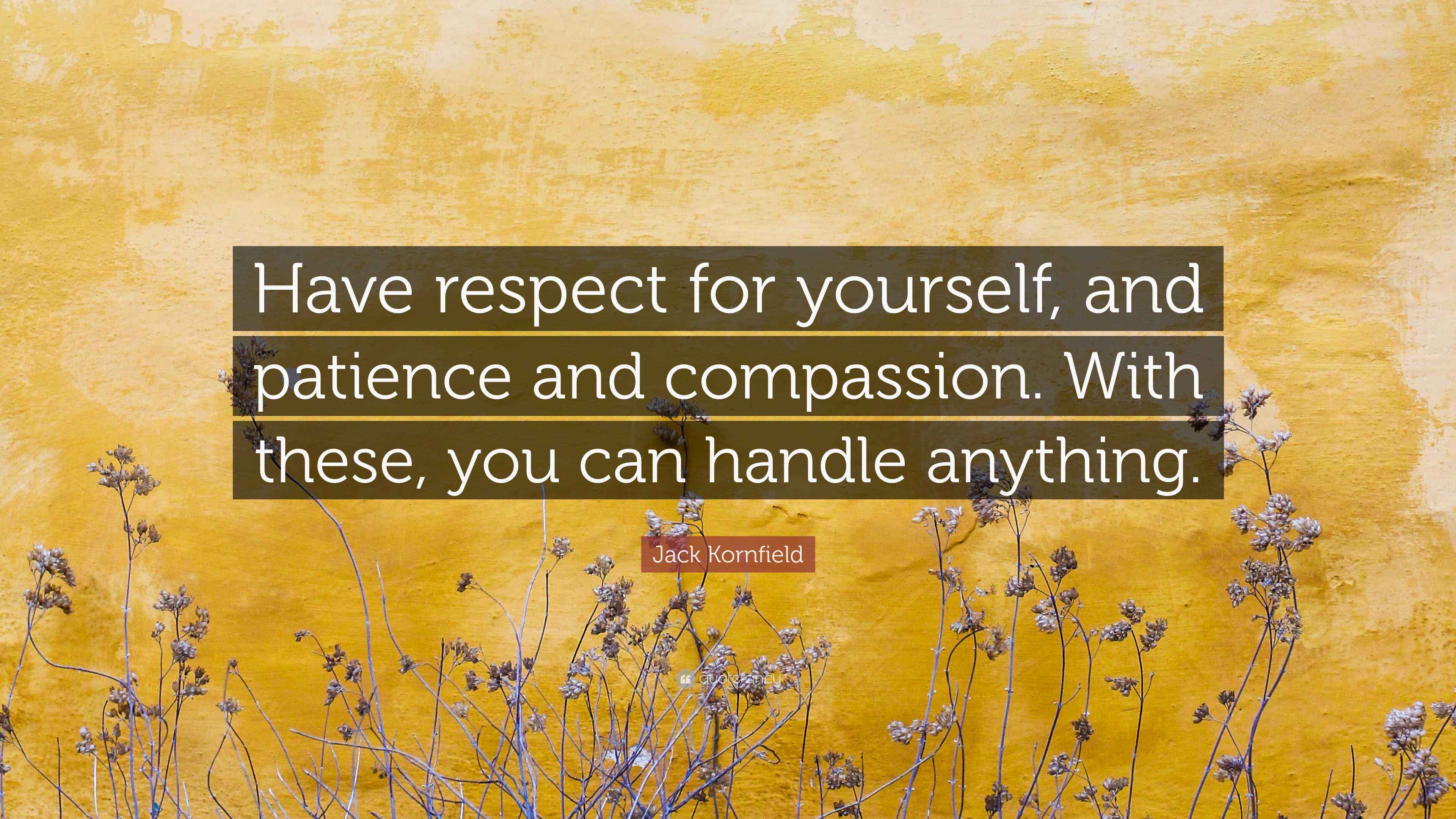 Jack Kornfield Quote: “Have respect for yourself, and patience and ...