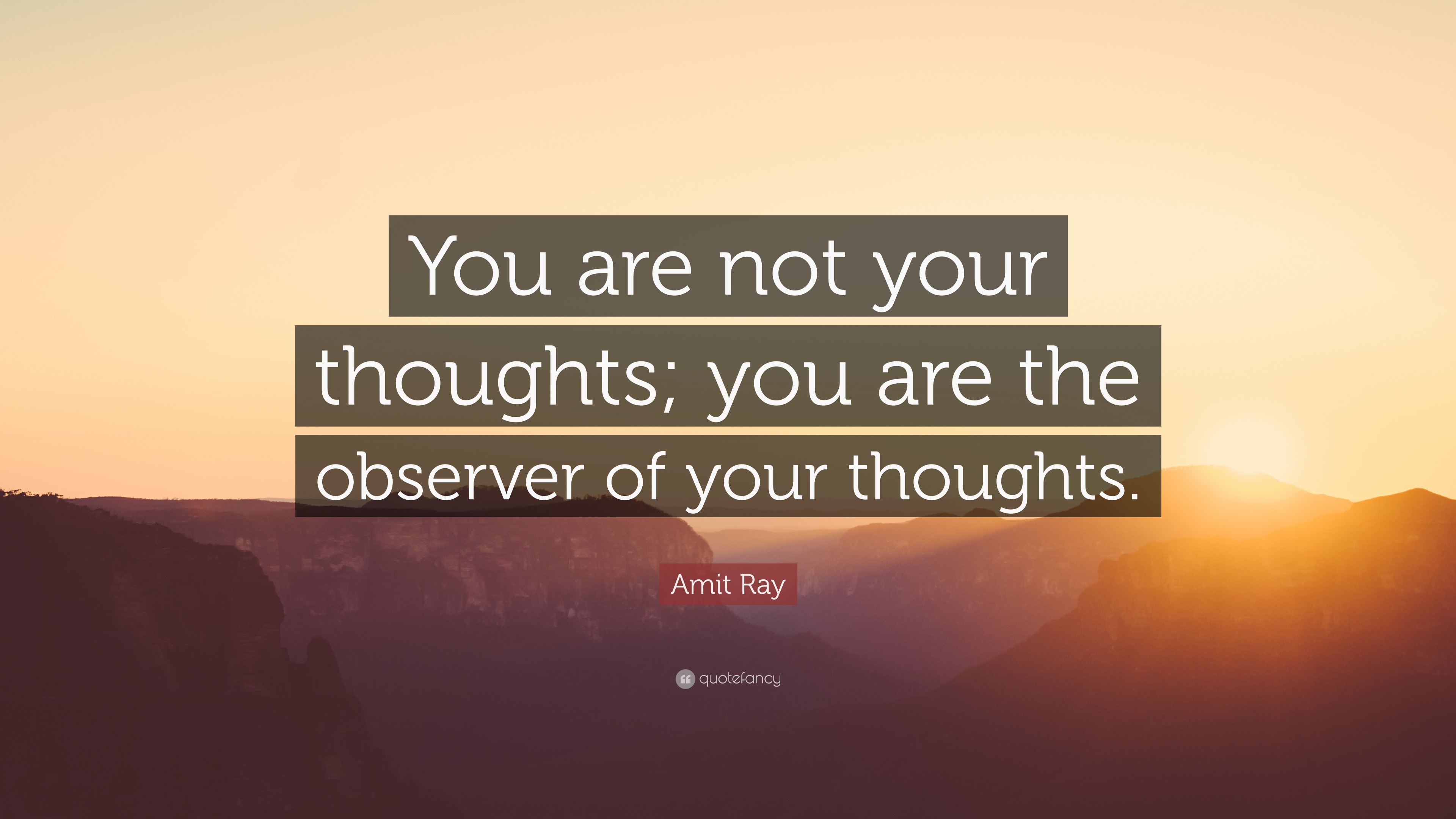 Amit Ray Quote: “You are not your thoughts; you are the observer of ...
