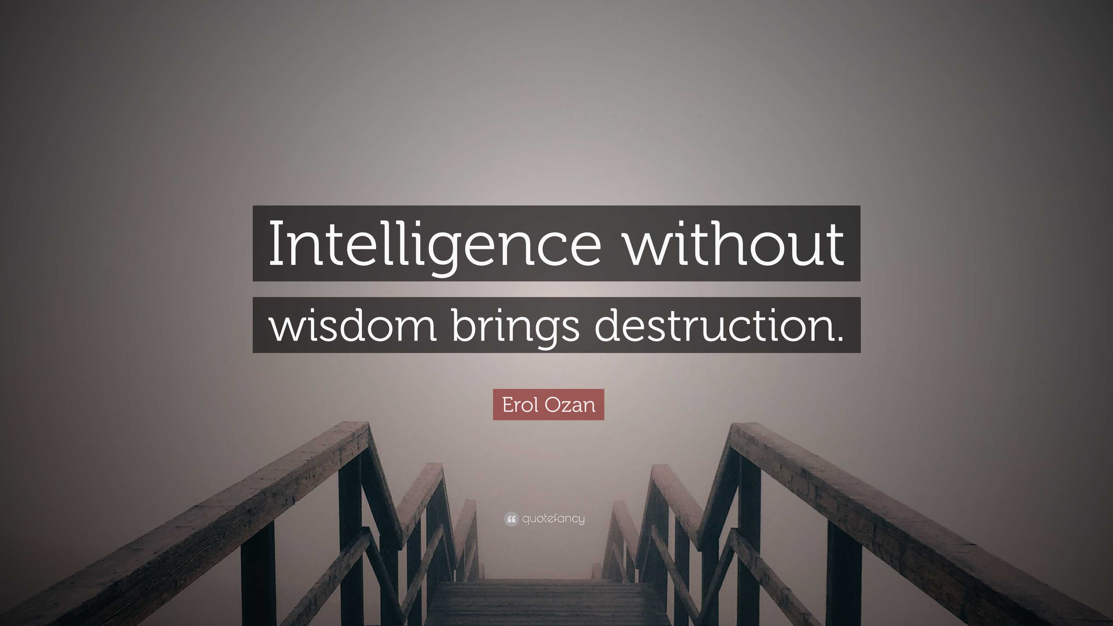 Erol Ozan Quote: “Intelligence without wisdom brings destruction.”