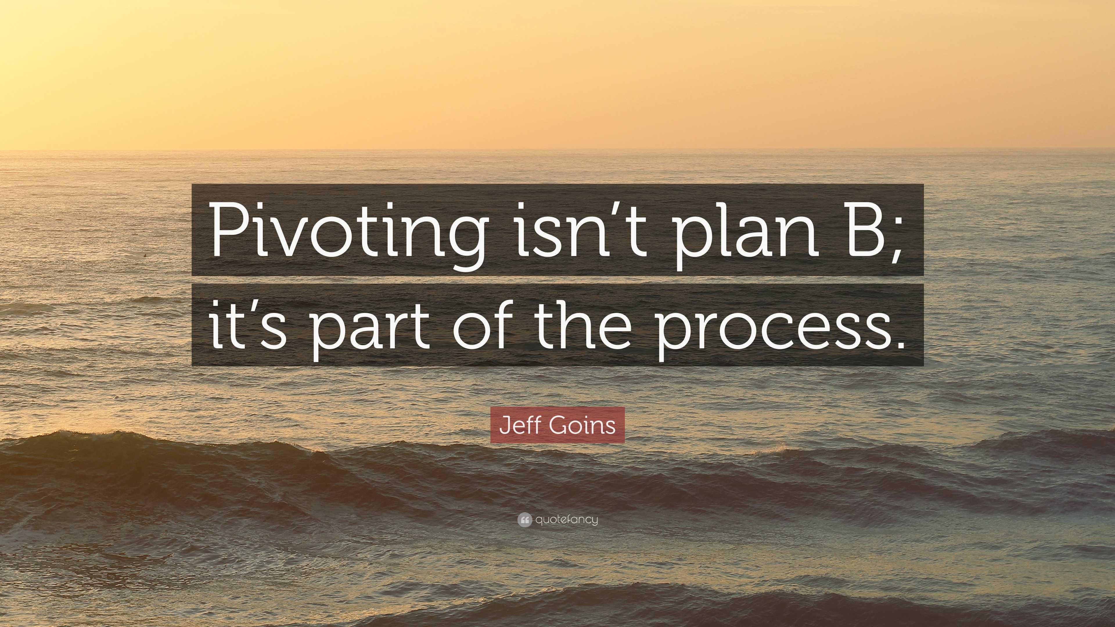 Jeff Goins Quote: “Pivoting isn’t plan B; it’s part of the process.”