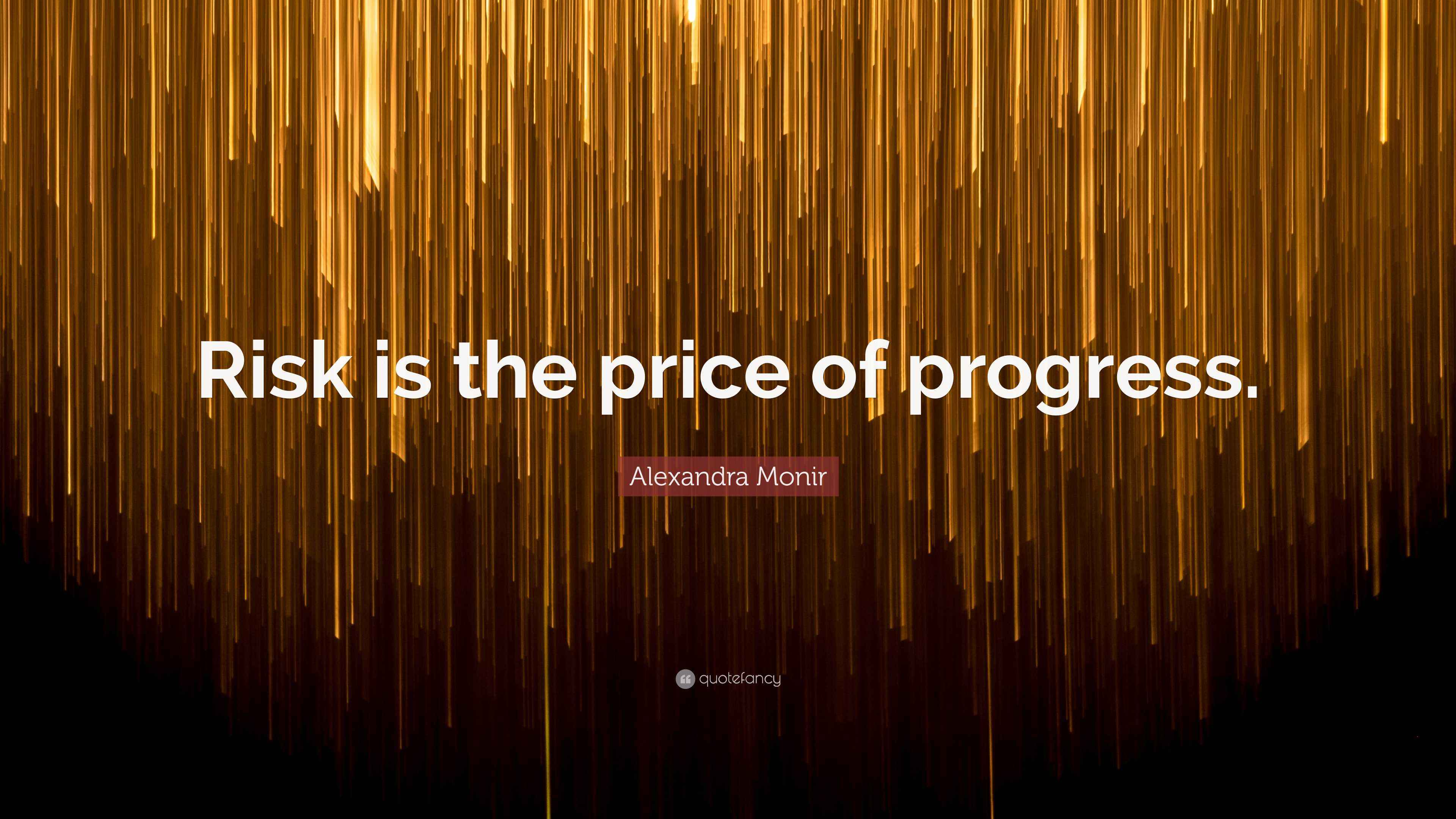 Alexandra Monir Quote: “Risk is the price of progress.”