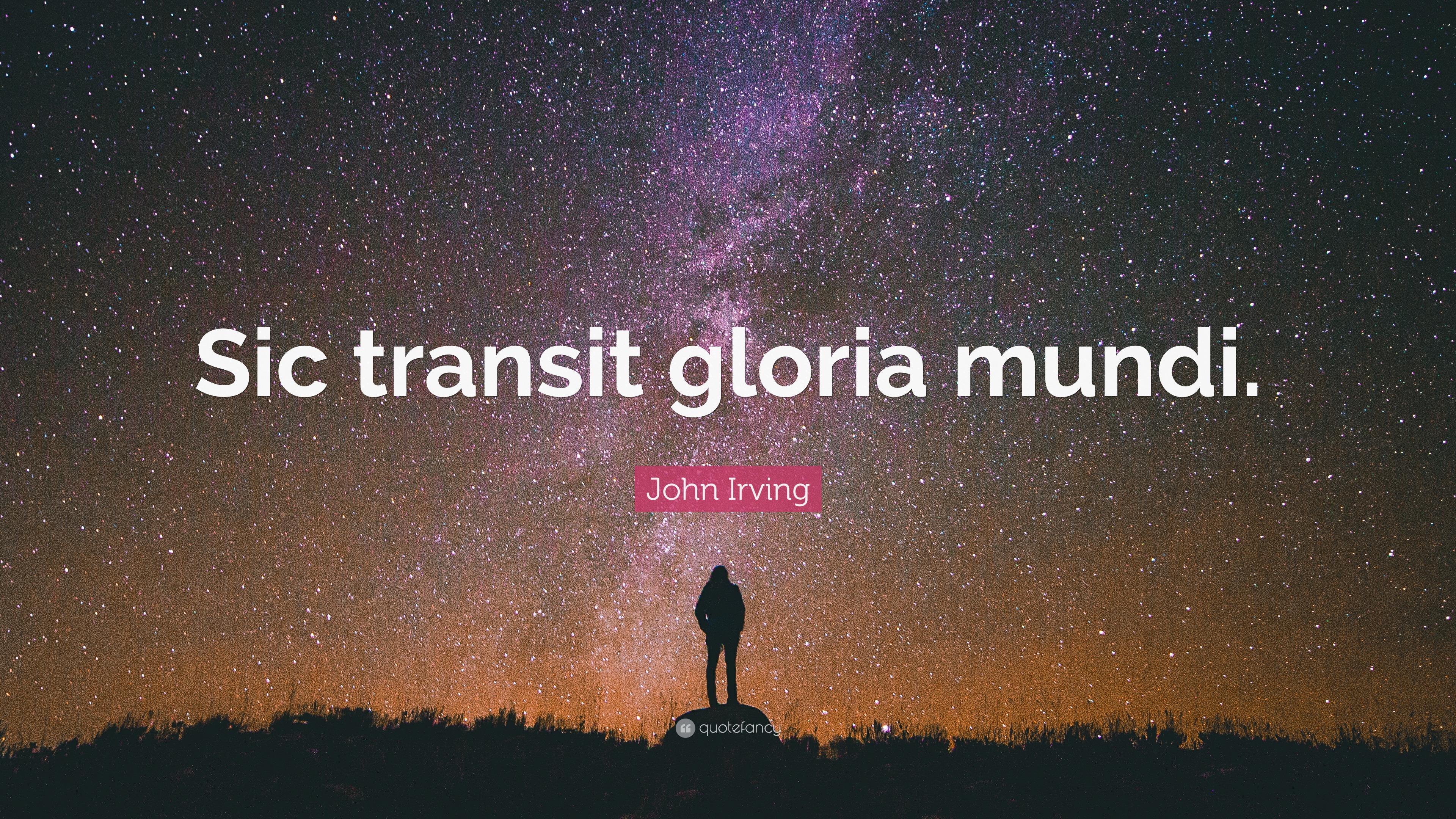 John Irving Quote: “Sic transit gloria mundi.”