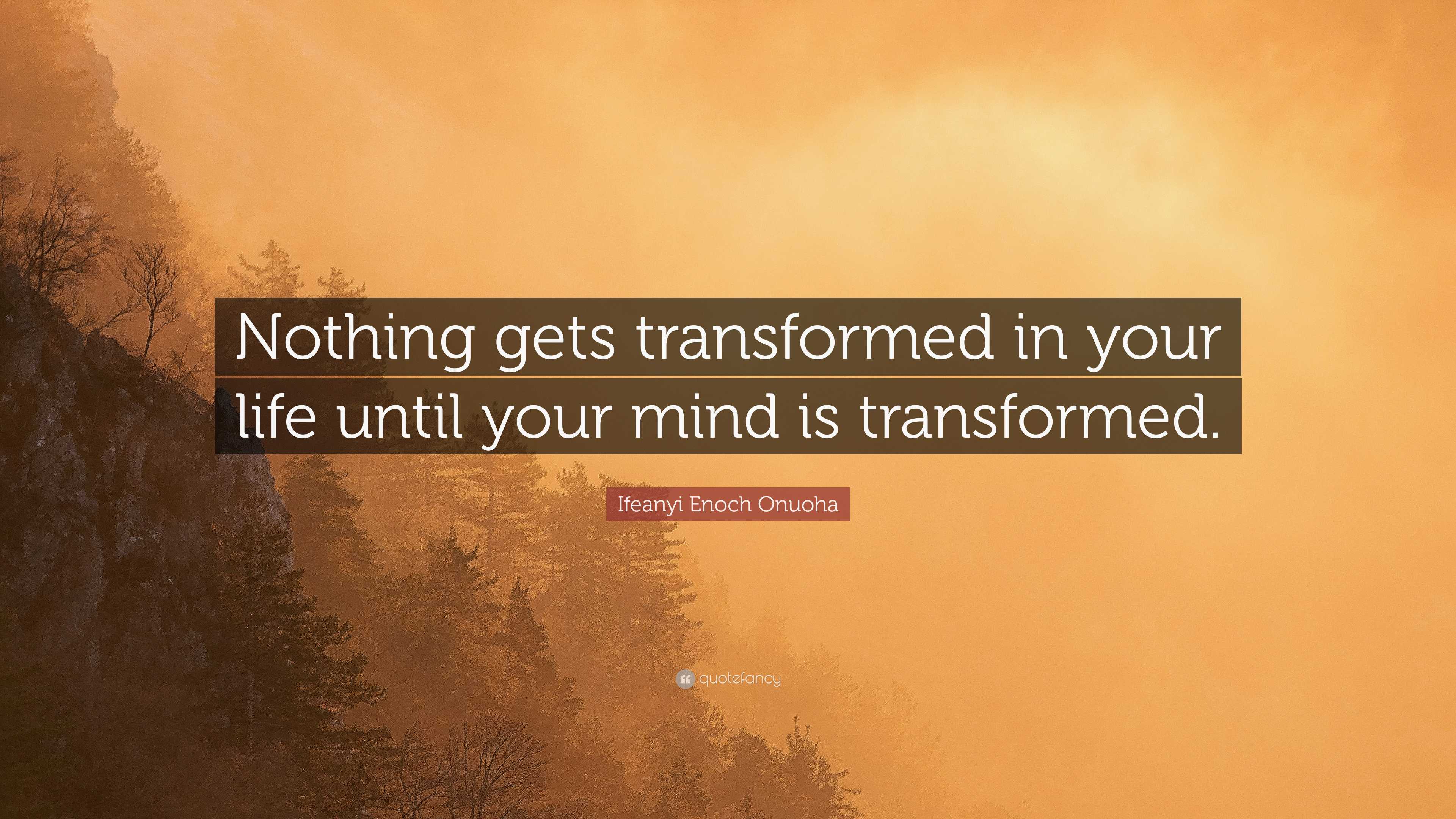 Ifeanyi Enoch Onuoha Quote: “Nothing gets transformed in your life ...