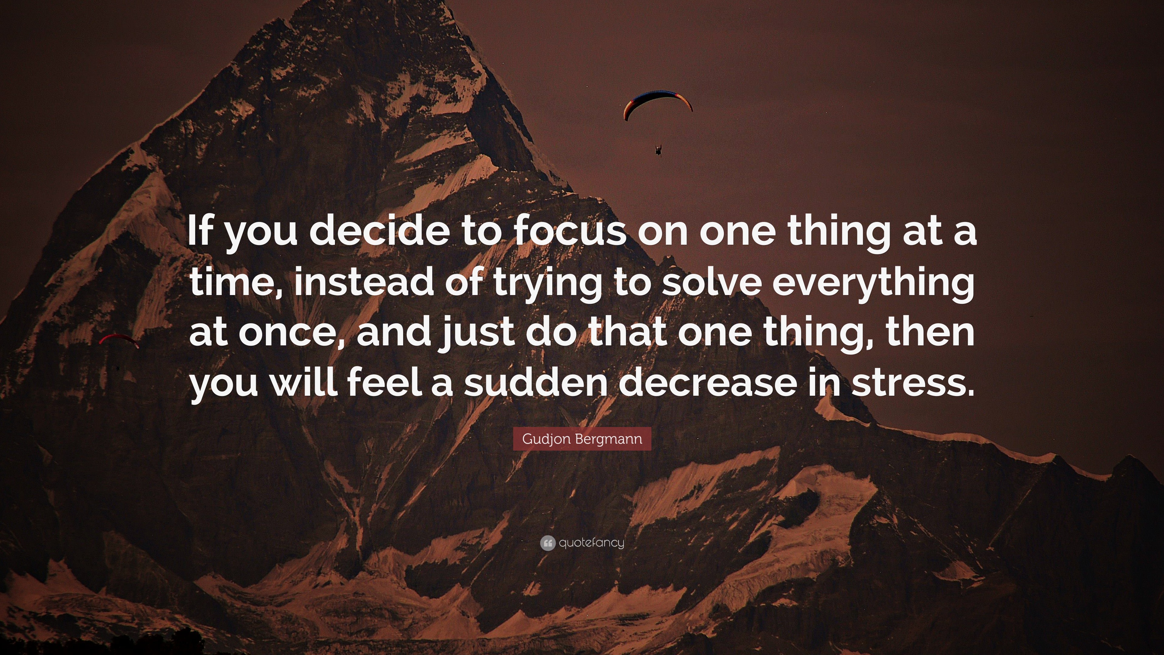 Gudjon Bergmann Quote: “If you decide to focus on one thing at a time ...