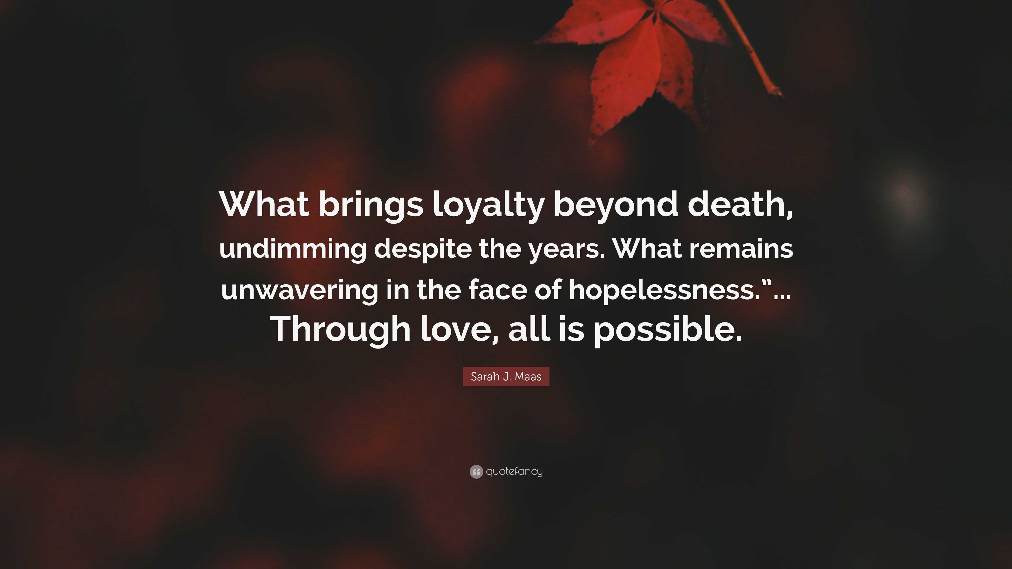 Sarah J. Maas Quote: “What brings loyalty beyond death, undimming ...