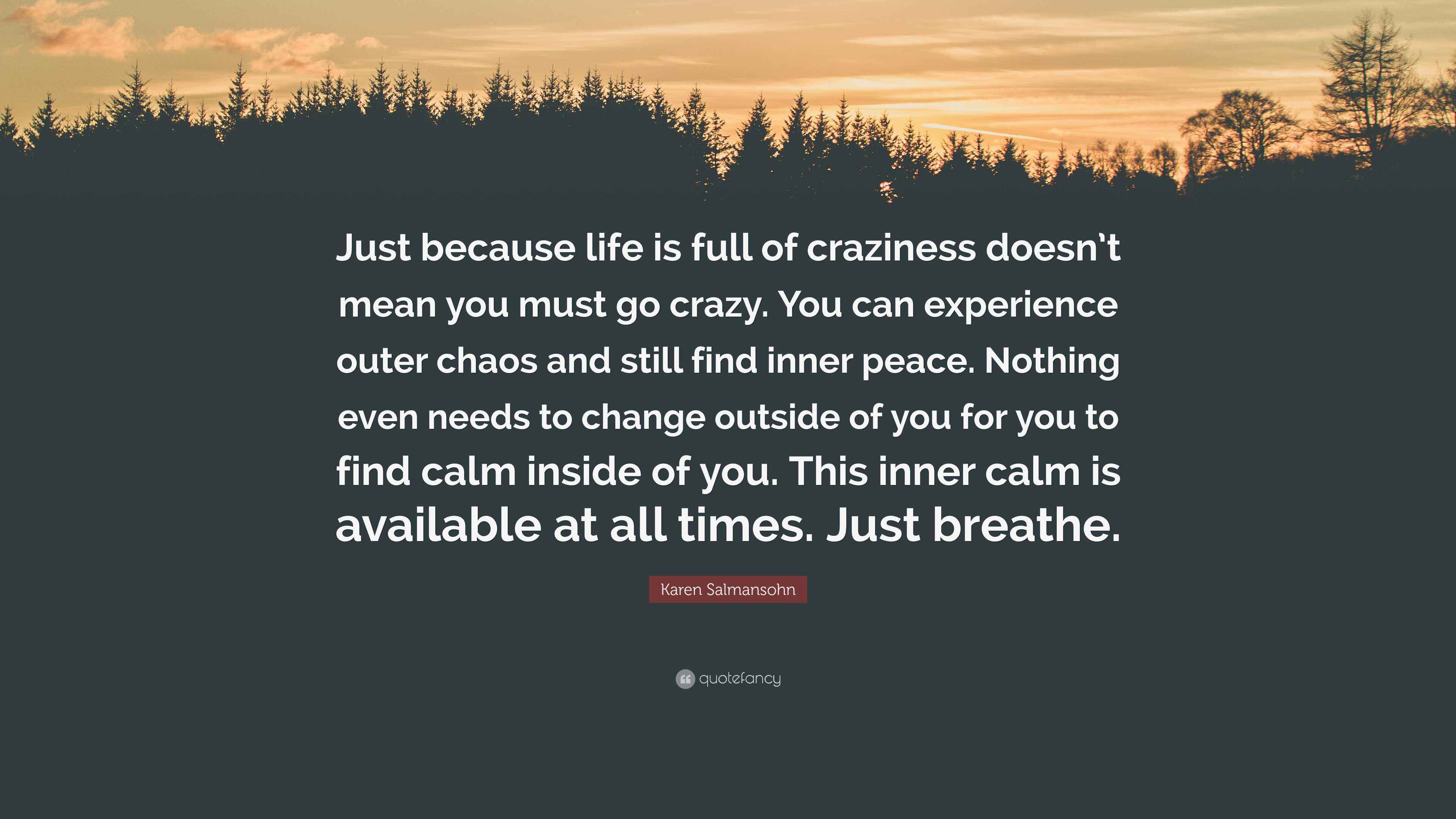 Karen Salmansohn Quote: “Just because life is full of craziness doesn’t ...