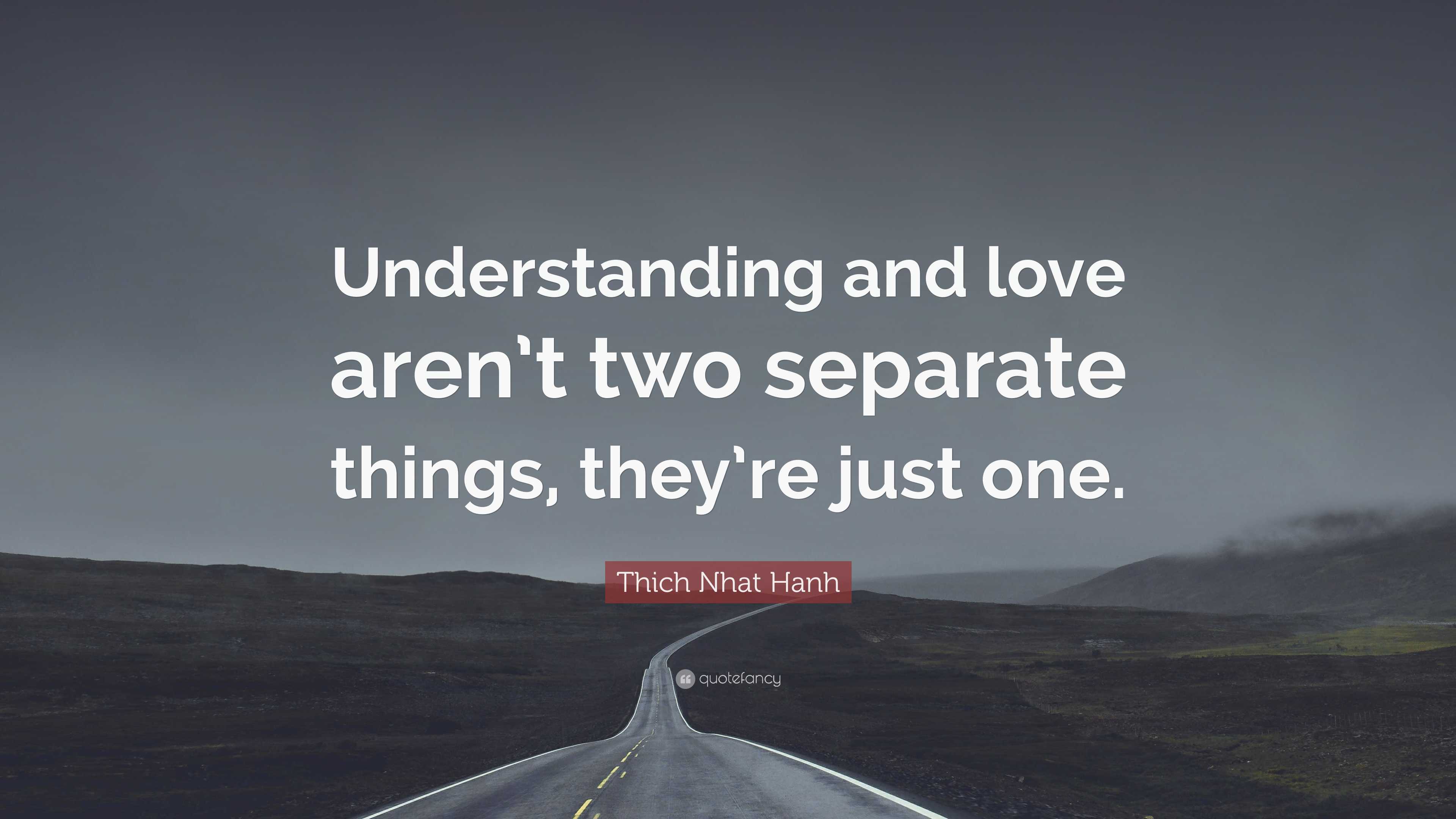 Thich Nhat Hanh Quote: “Understanding and love aren’t two separate ...