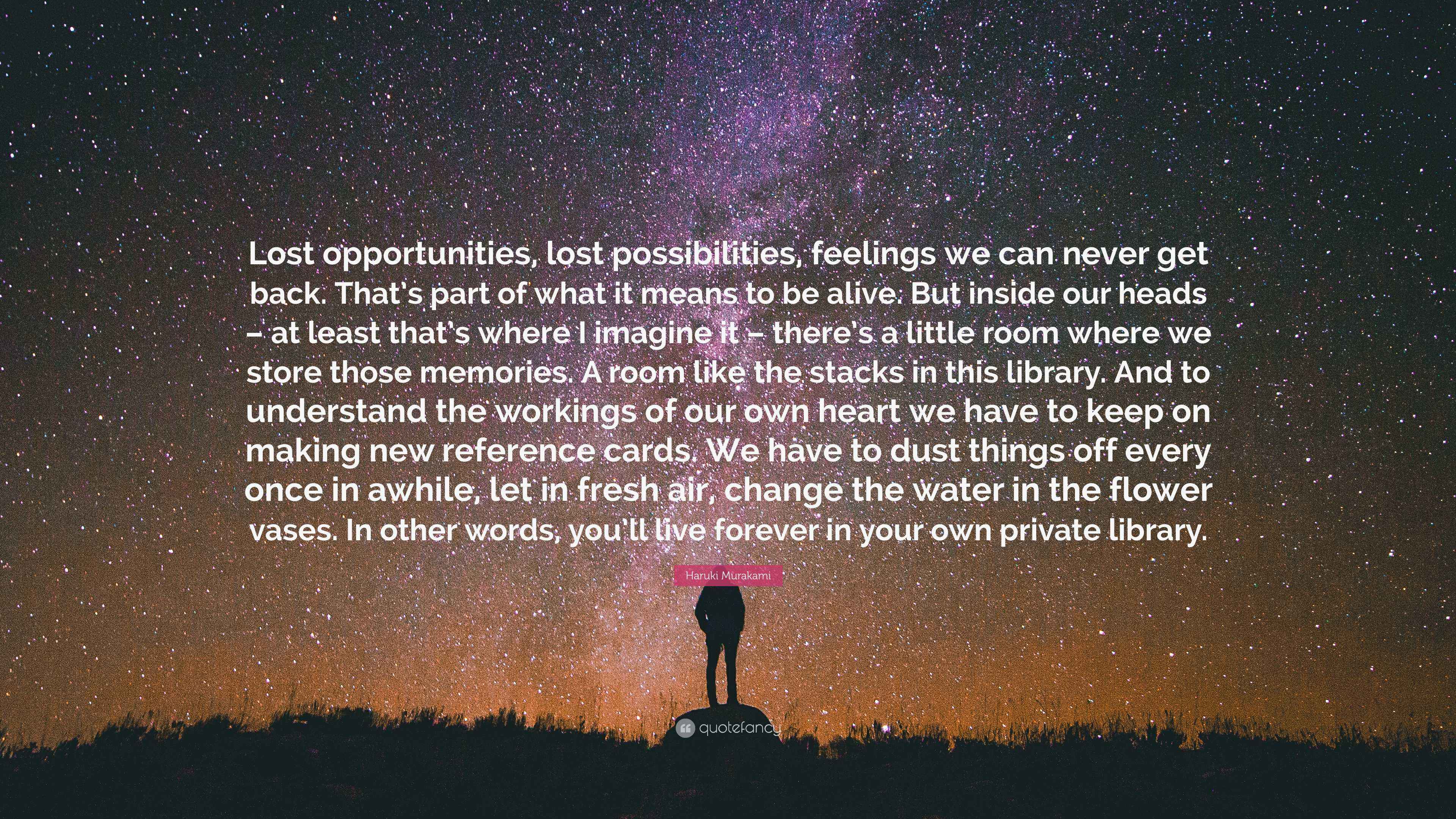 Haruki Murakami Quote: “Lost opportunities, lost possibilities ...