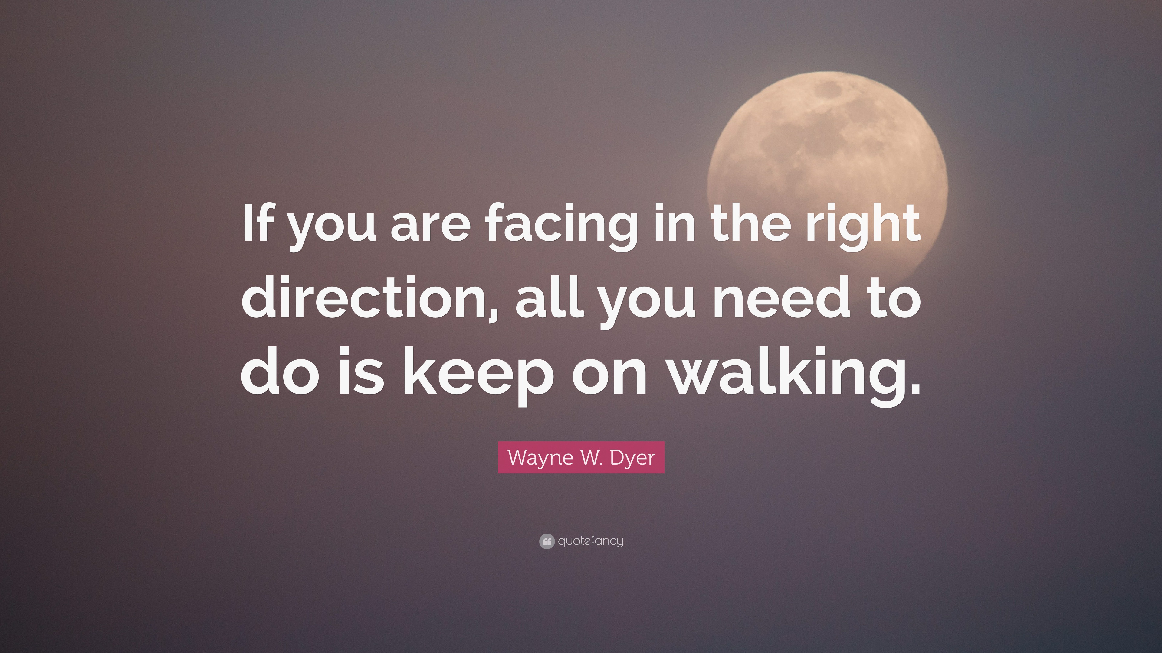 Wayne W. Dyer Quote: “If you are facing in the right direction, all you ...
