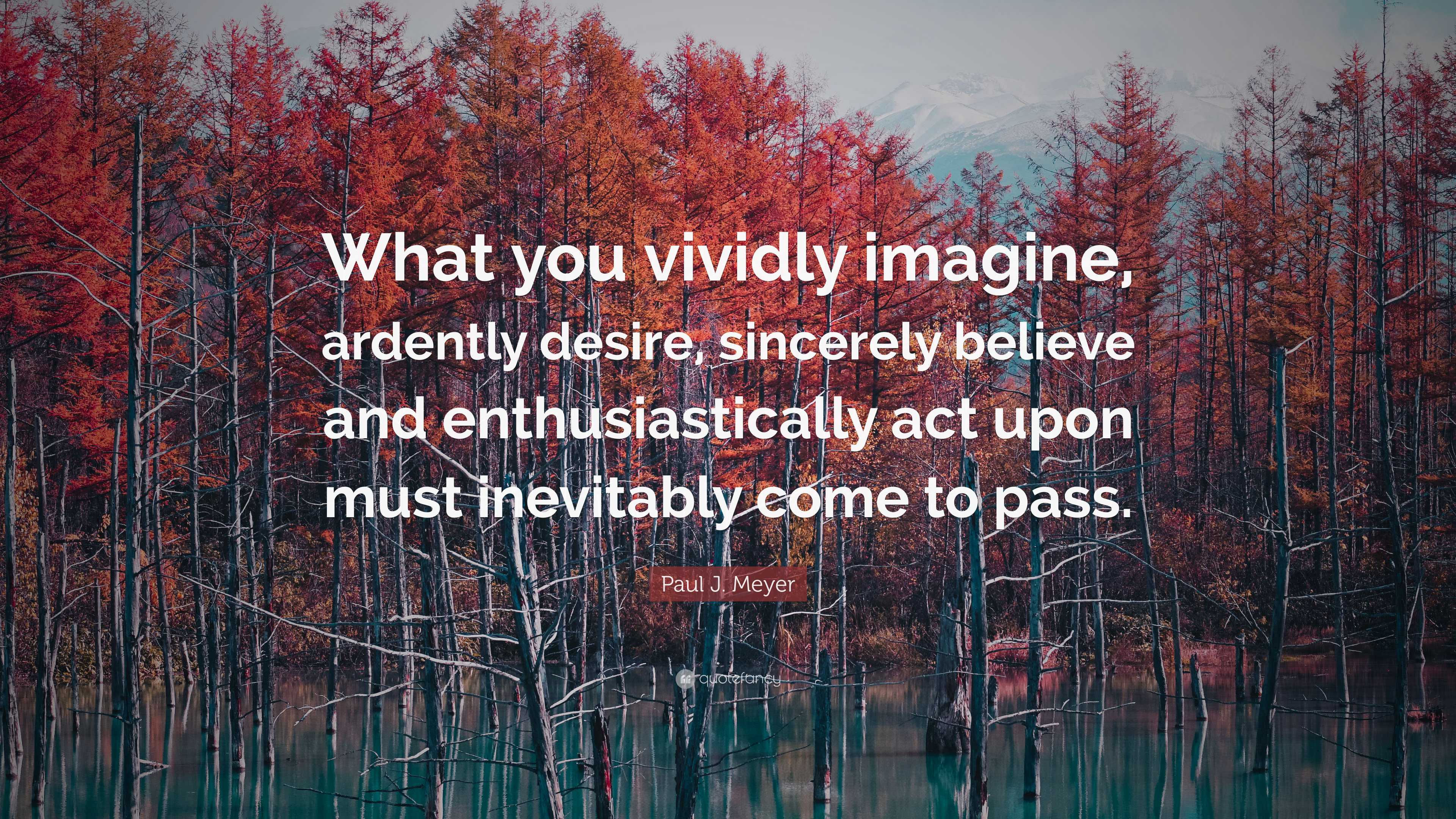Paul J. Meyer Quote: “What you vividly imagine, ardently desire ...