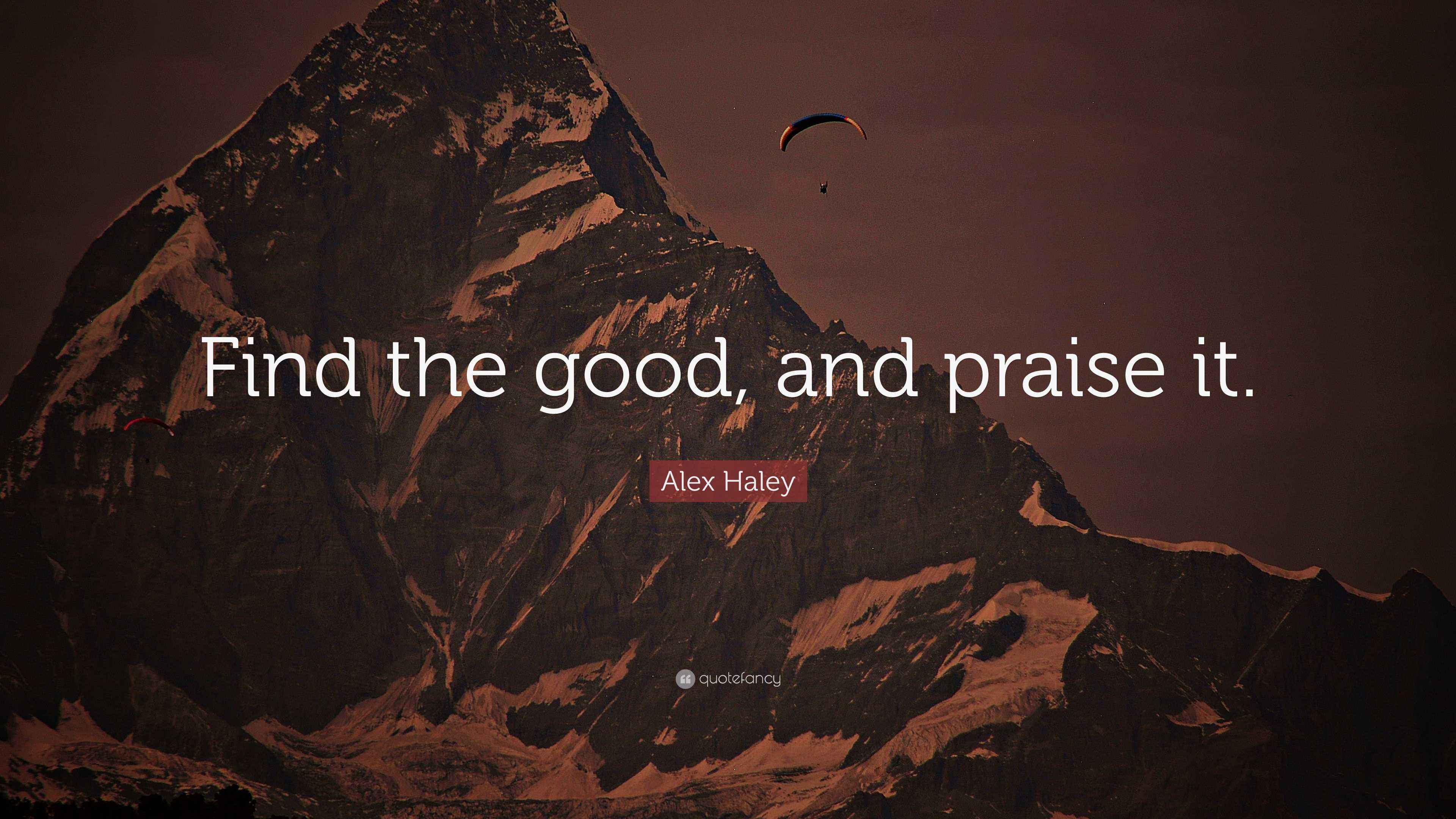 Alex Haley Quote: “Find the good, and praise it.”