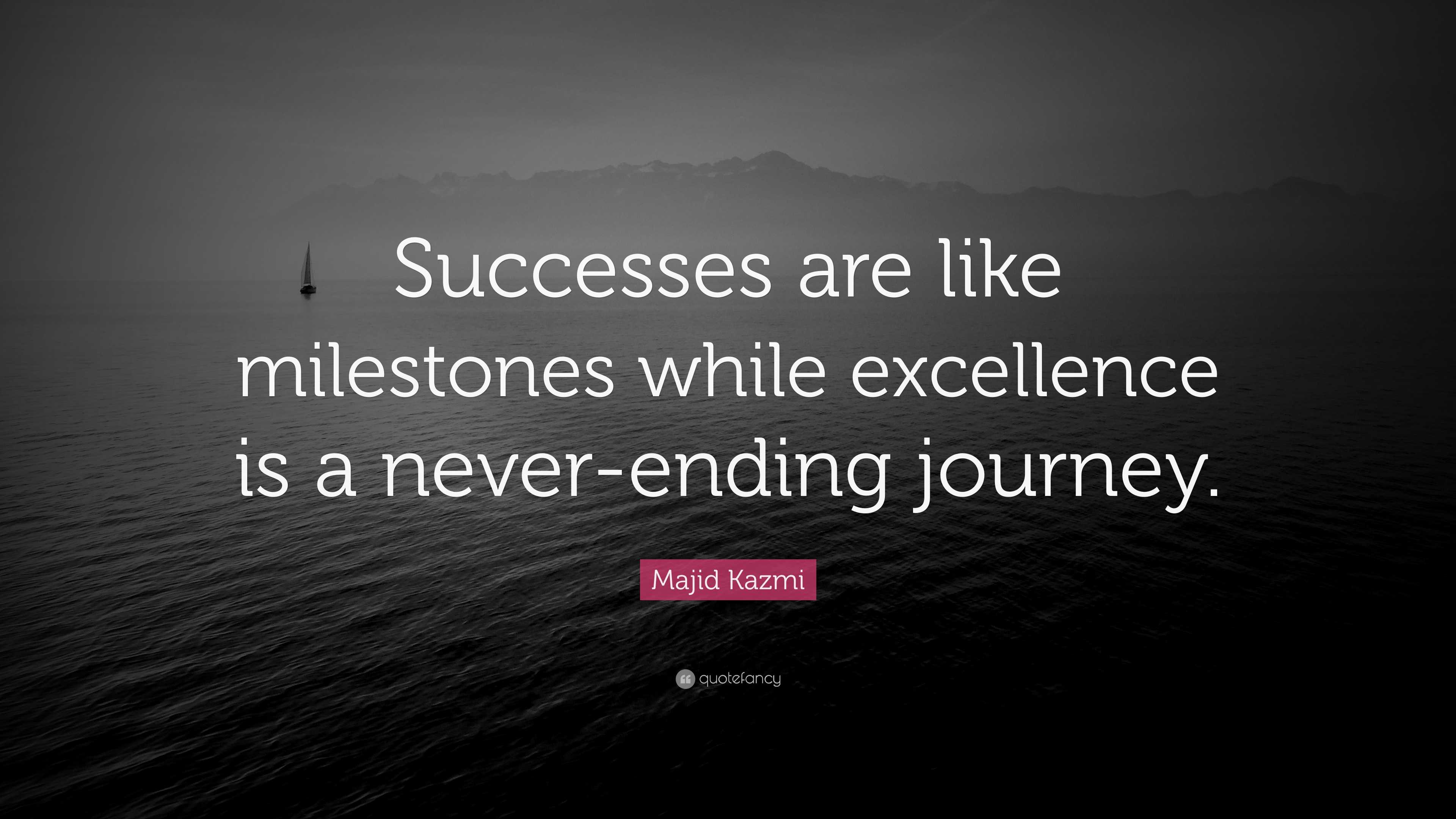 Majid Kazmi Quote: “Successes are like milestones while excellence is a ...