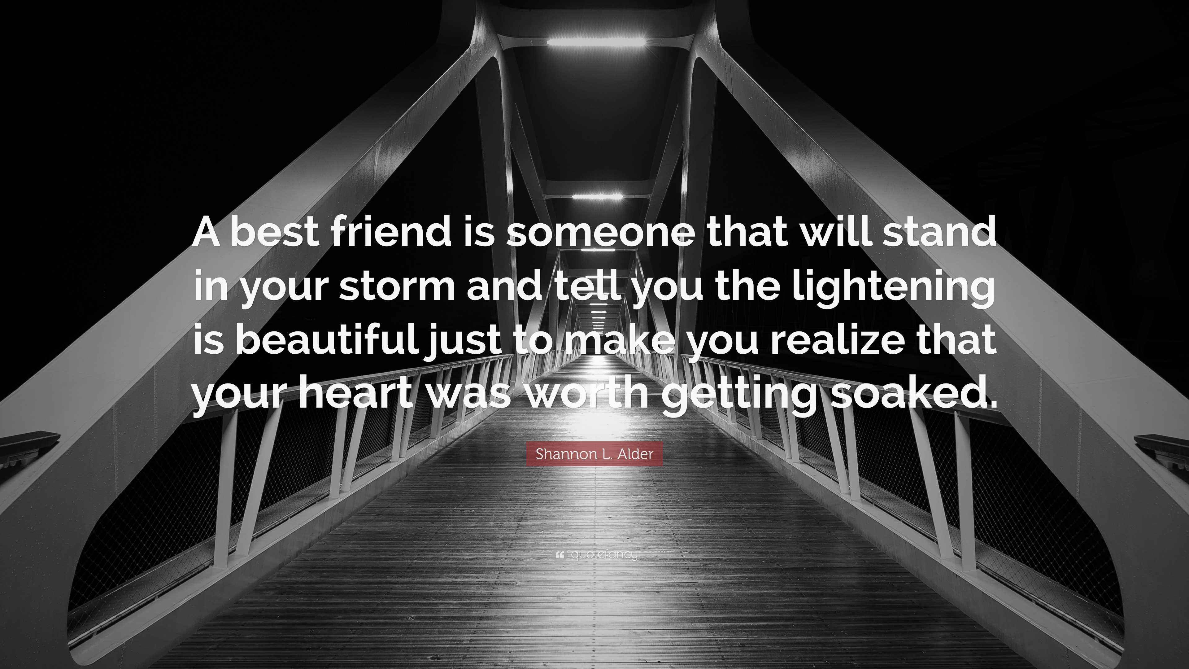 Shannon L. Alder Quote: “A best friend is someone that will stand in ...