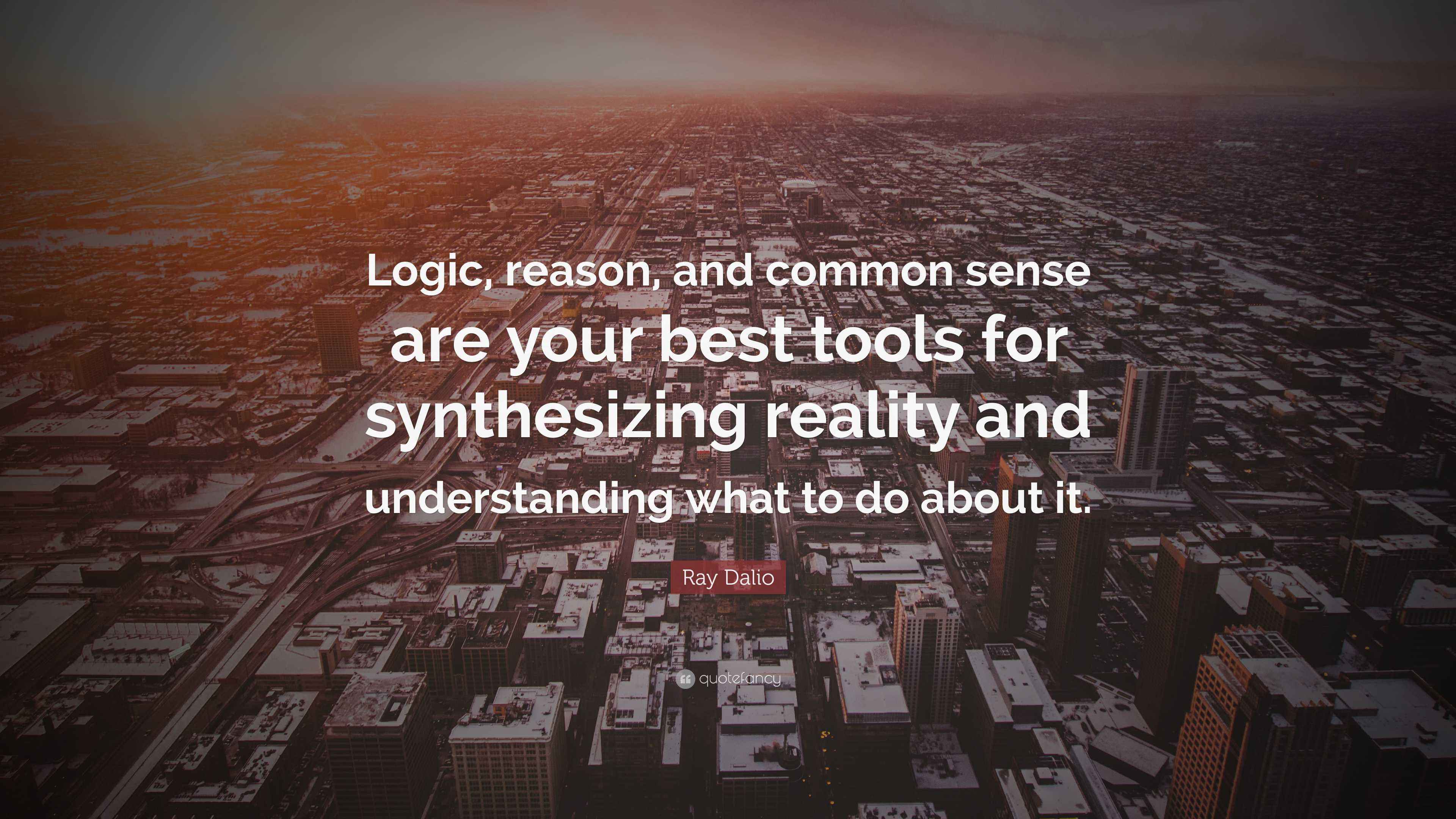 Ray Dalio Quote: “Logic, reason, and common sense are your best tools ...