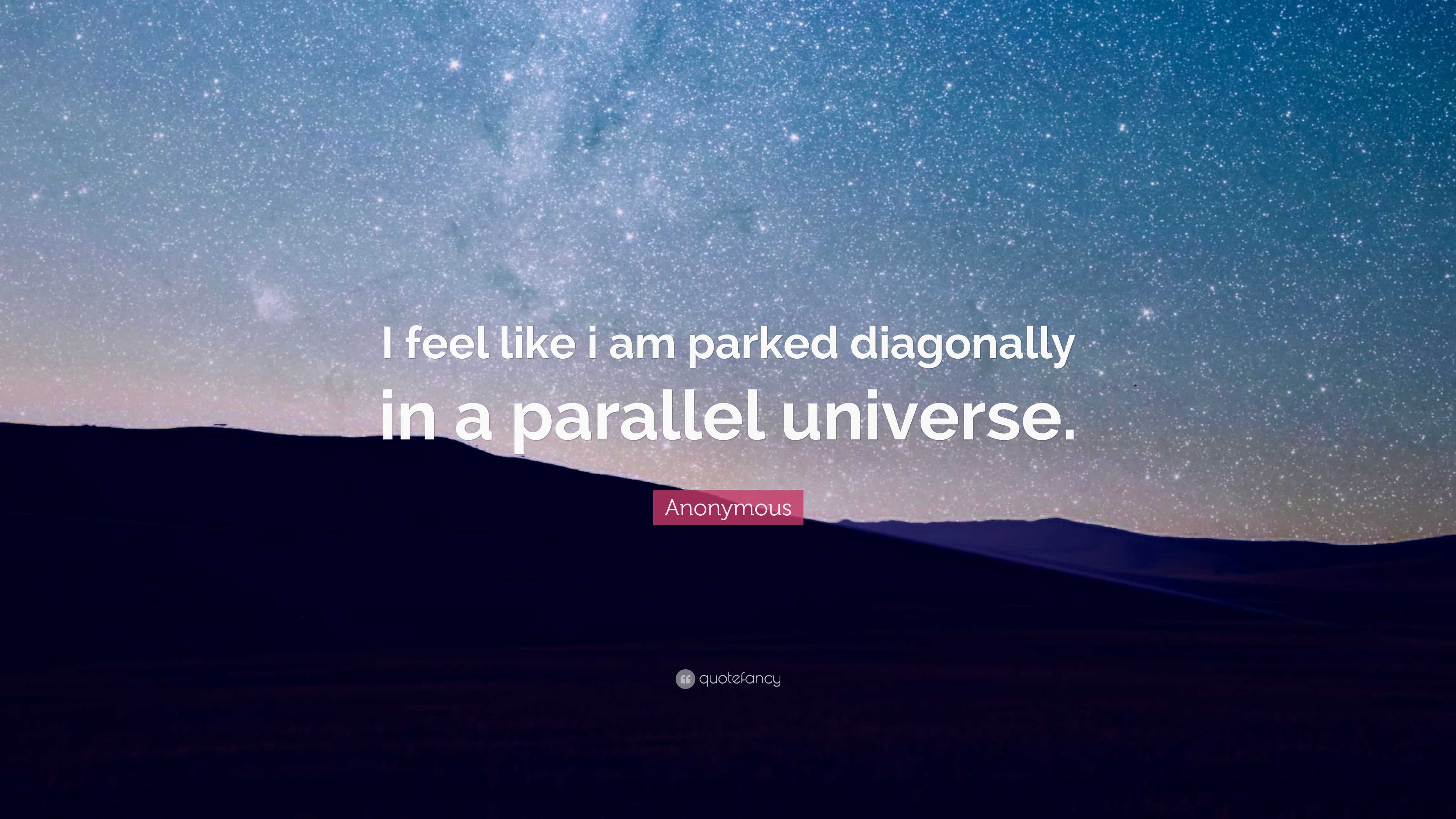 Anonymous Quote: “I feel like i am parked diagonally in a parallel ...