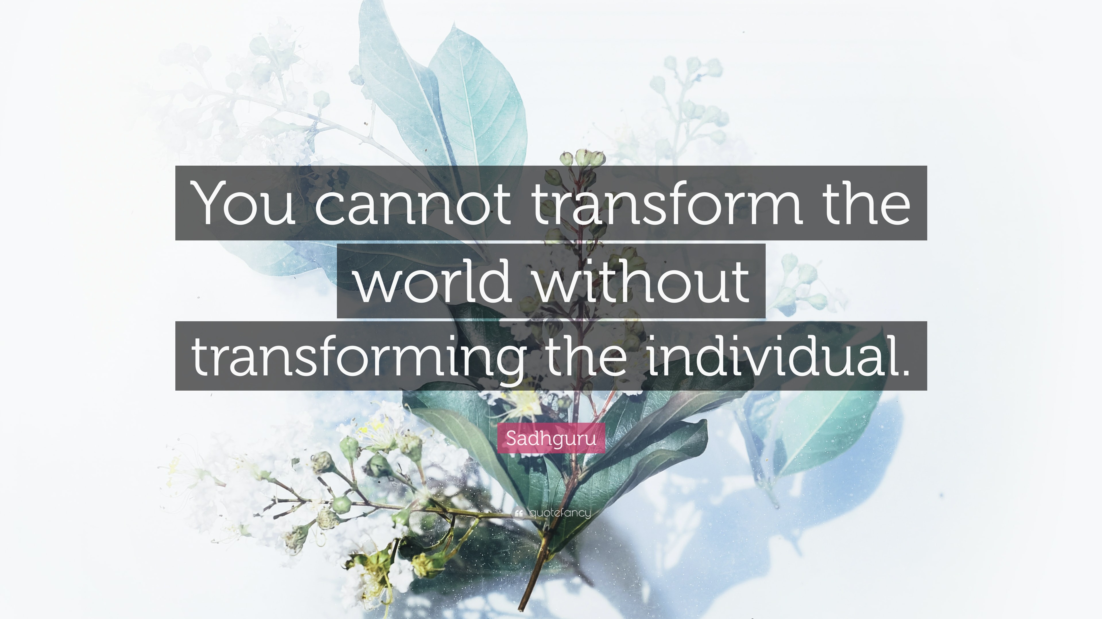 Sadhguru Quote: “You cannot transform the world without transforming ...
