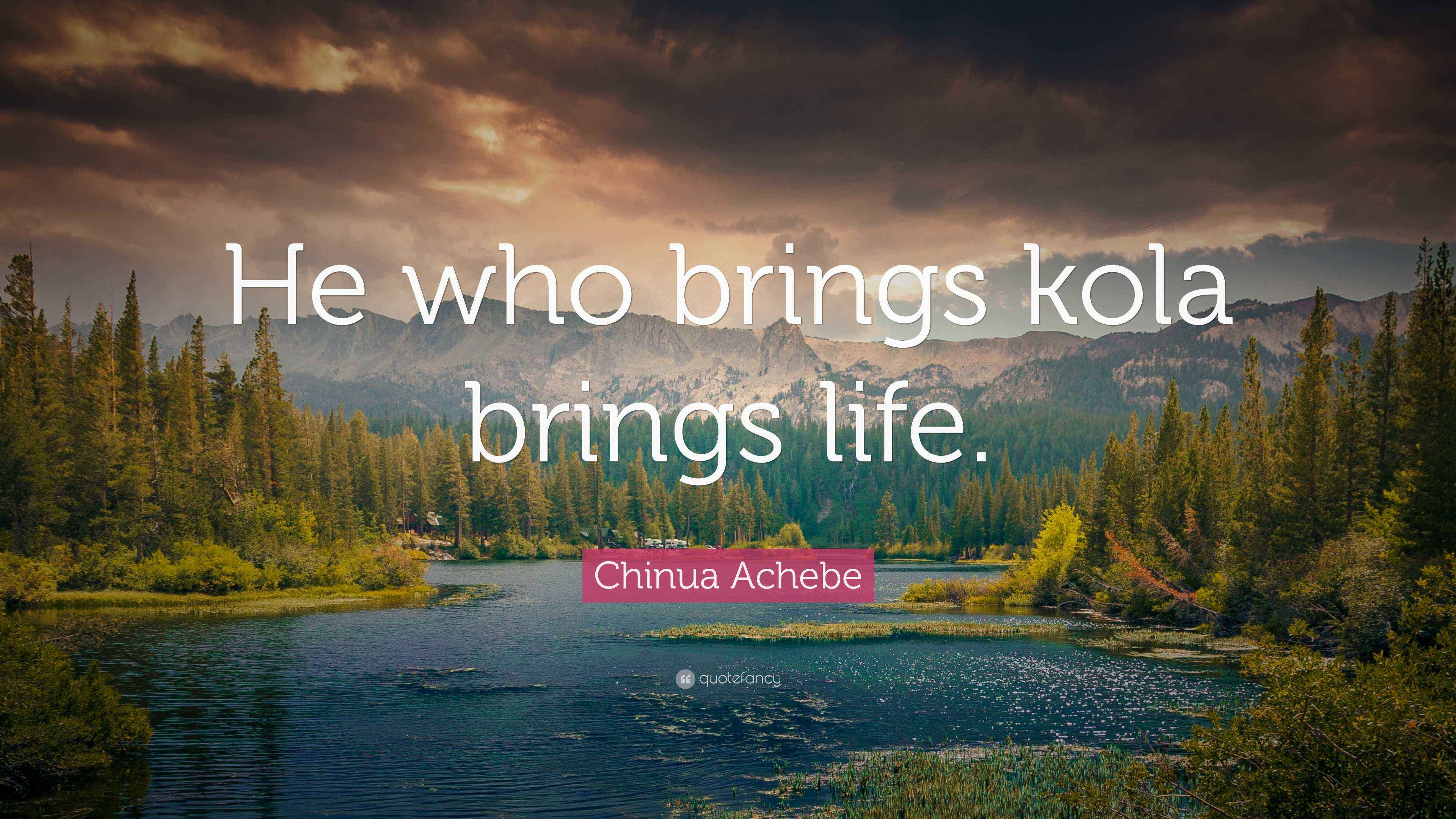 Chinua Achebe Quote: “He who brings kola brings life.”