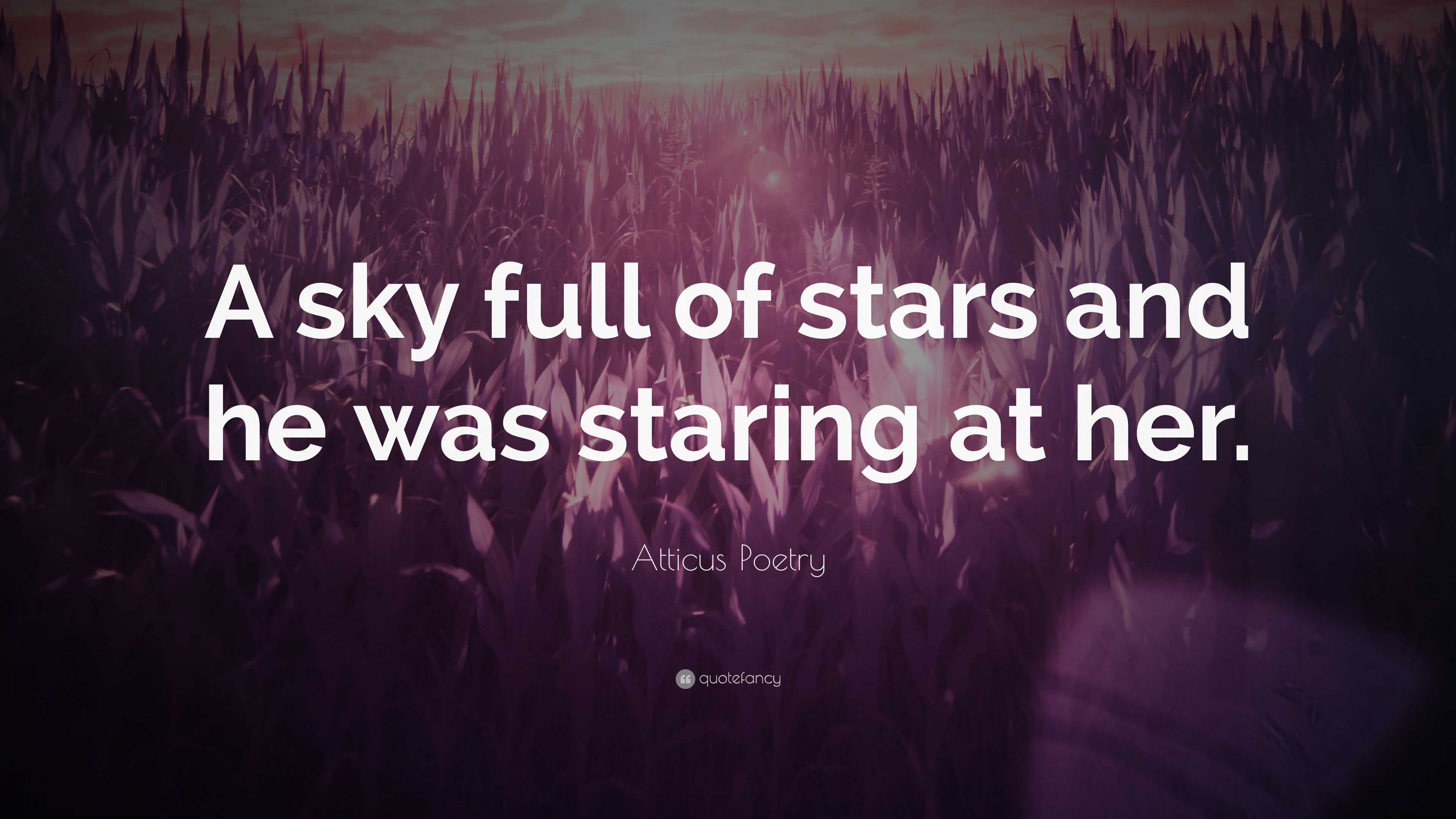 Atticus Poetry Quote: “A sky full of stars and he was staring at her.”
