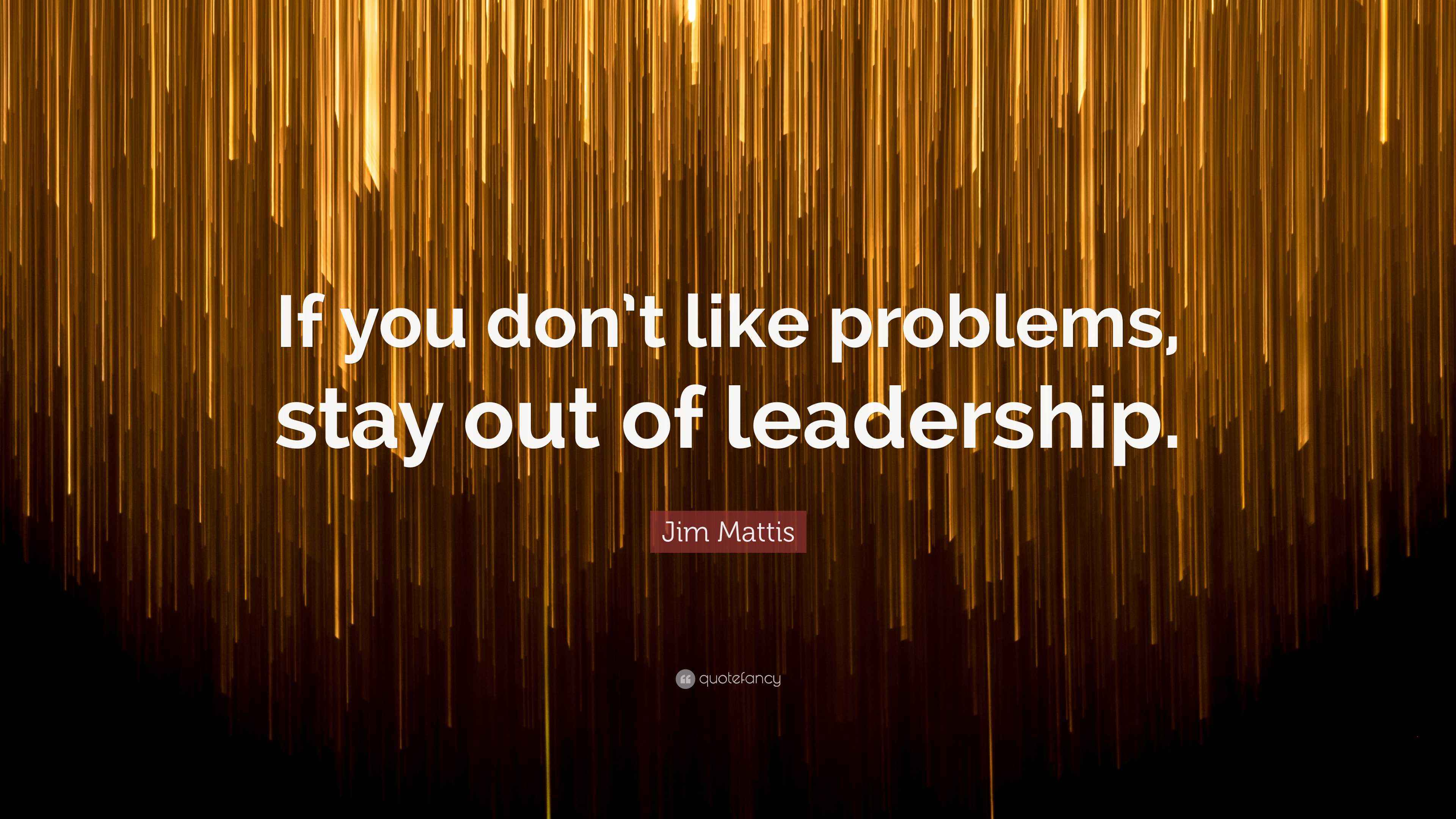 Jim Mattis Quote: “If you don’t like problems, stay out of leadership.”