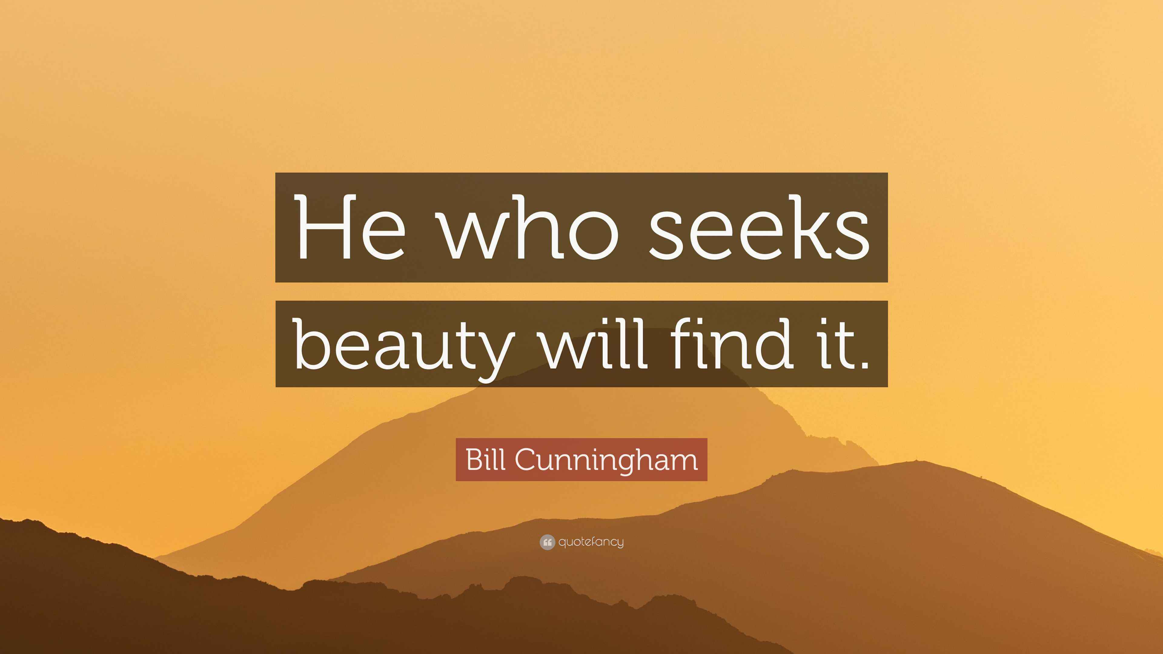 Bill Cunningham Quote: “He who seeks beauty will find it.”