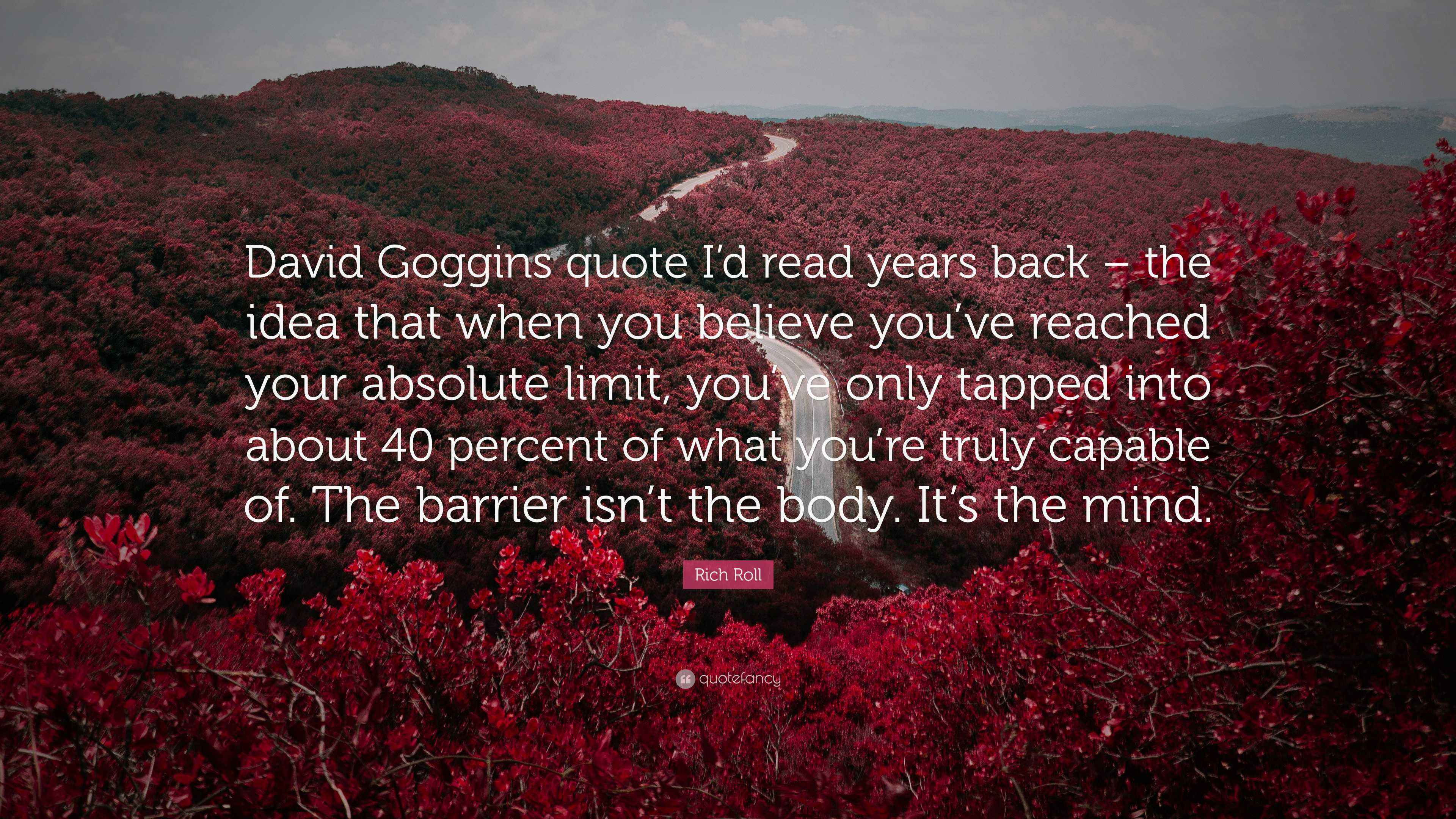 Rich Roll Quote: “David Goggins quote I’d read years back – the idea ...