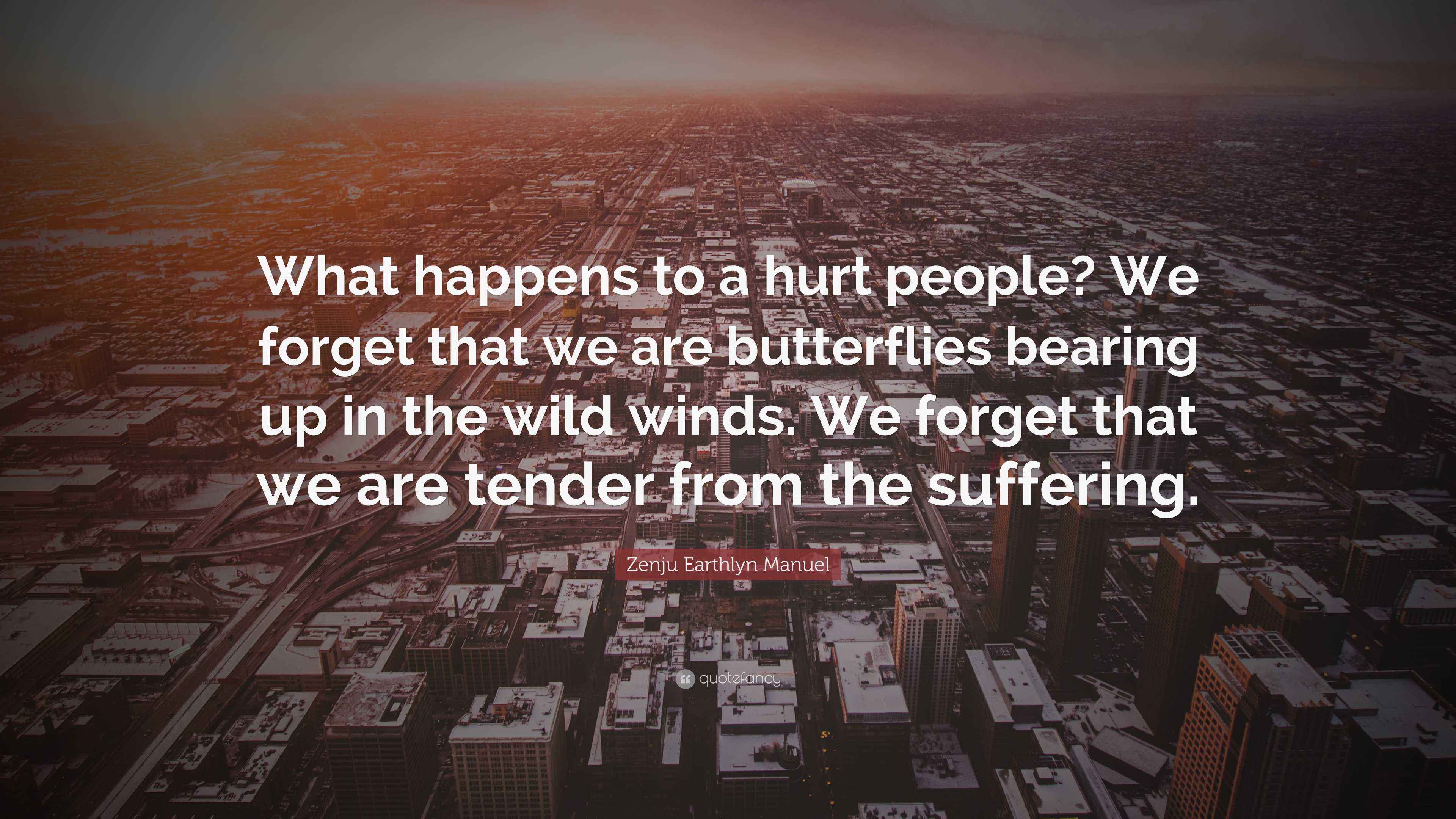Zenju Earthlyn Manuel Quote: “What happens to a hurt people? We forget ...
